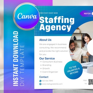 STAFFING AGENCY FLYER Diy Editable Canva Template, Printable & Social ...