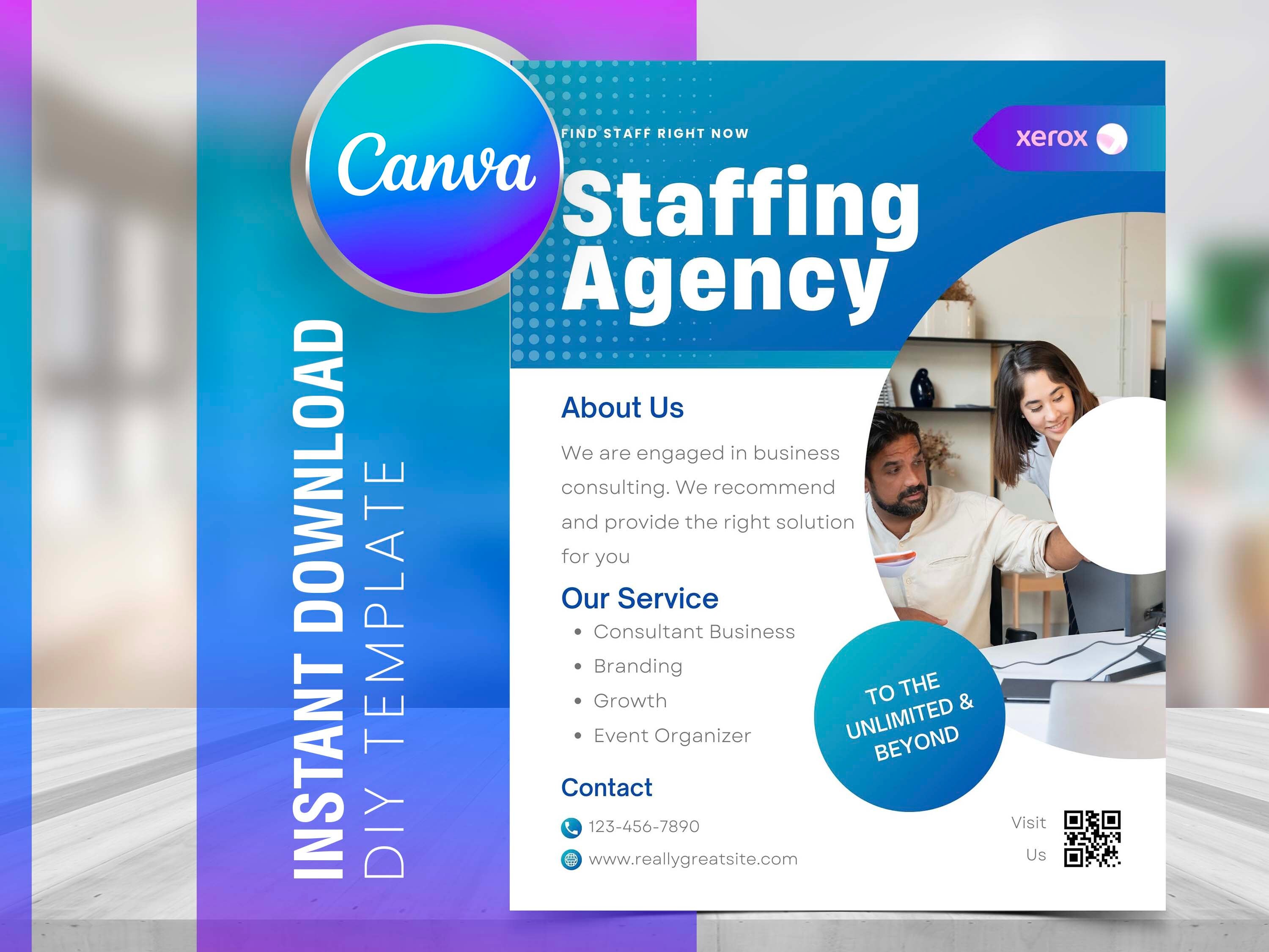 STAFFING AGENCY FLYER Diy Editable Canva Template, Printable & Social ...