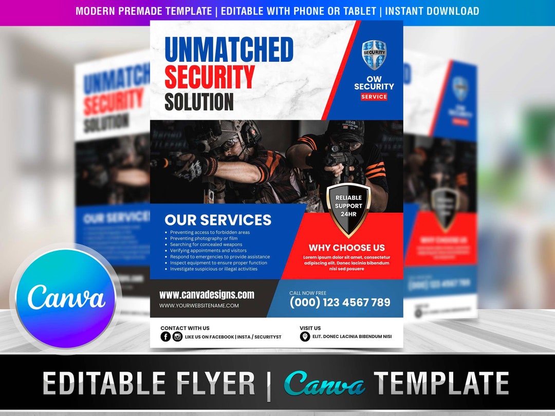 SECURITY SERVICE FLYER Diy Editable Canva Template, Printable & Social ...