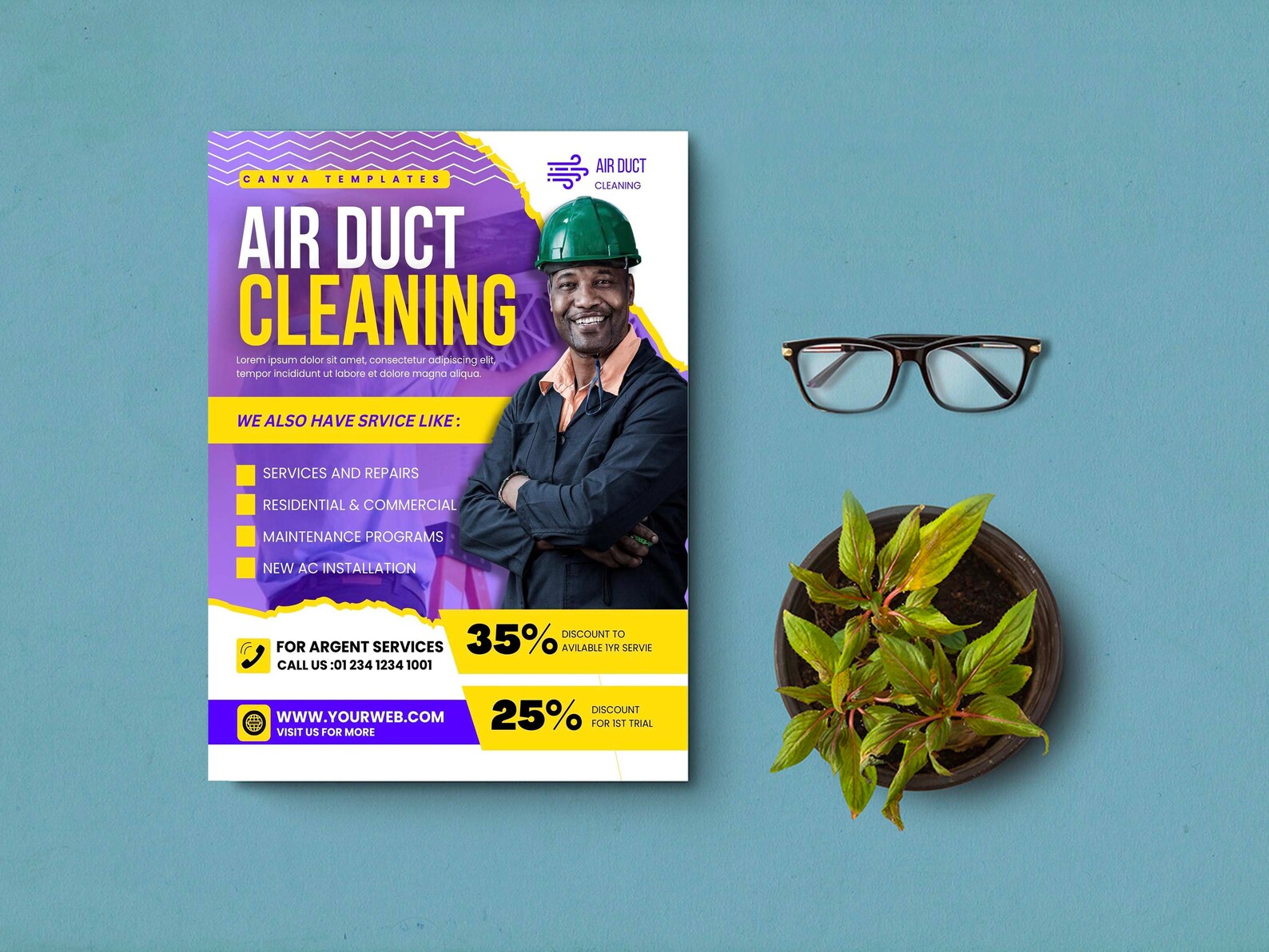 AIR DUCT CLEANING Flyer Diy Editable Canva Template, Printable & Social ...
