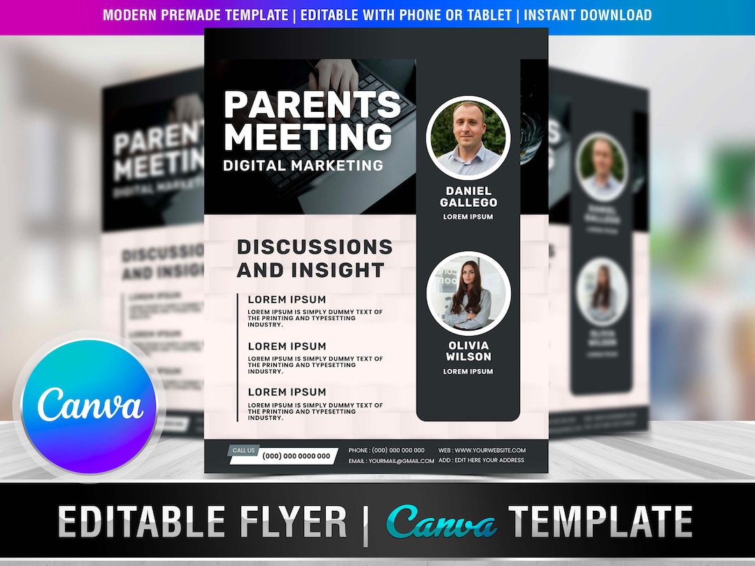 PARENTS MEETING FLYER Diy Editable Canva Template, Printable & Social ...