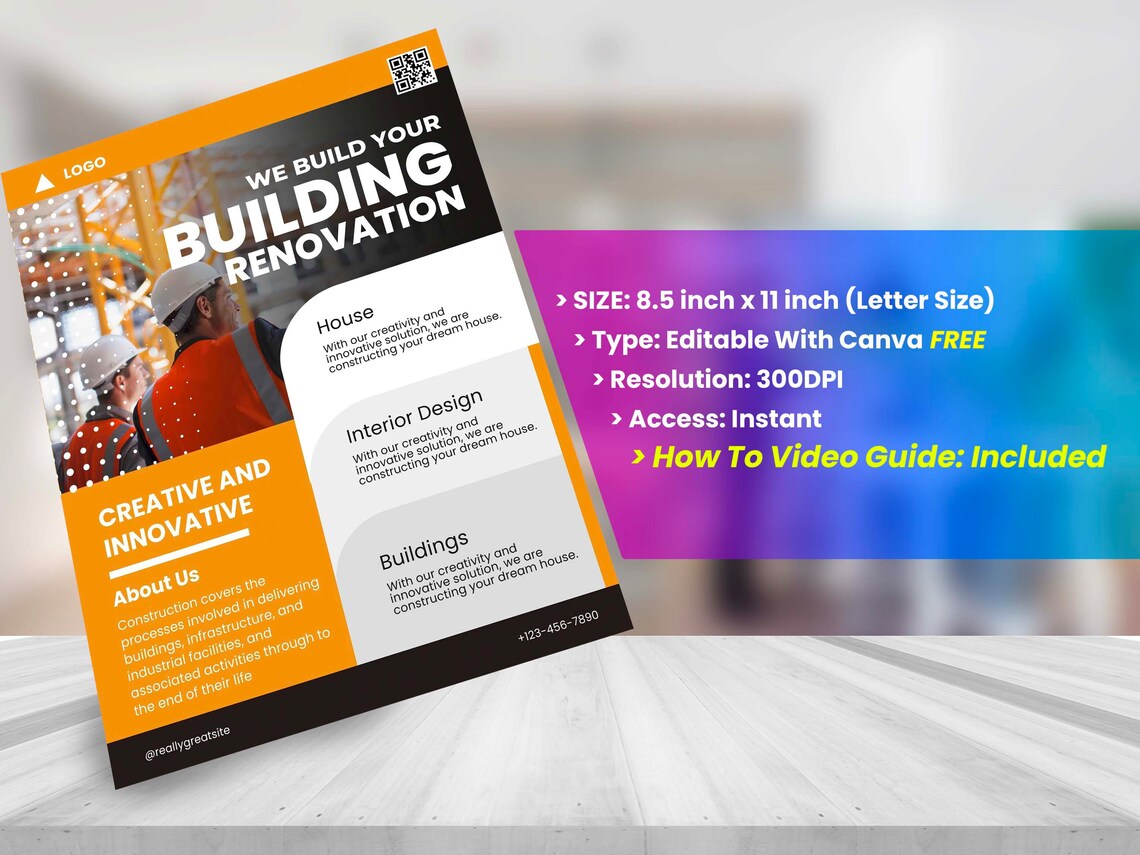 BUILDING RENOVATION FLYER Diy Editable Canva Template, Printable ...