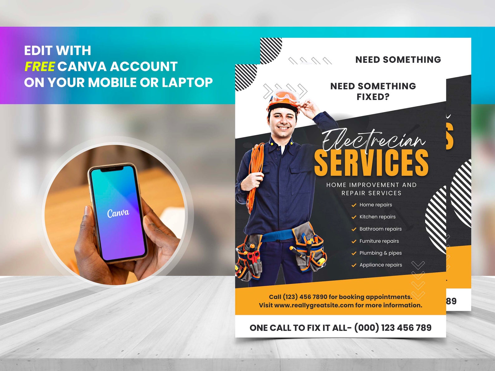 ELECTRICAL CONTRACTOR FLYERS Diy Editable Canva Template, Printable ...