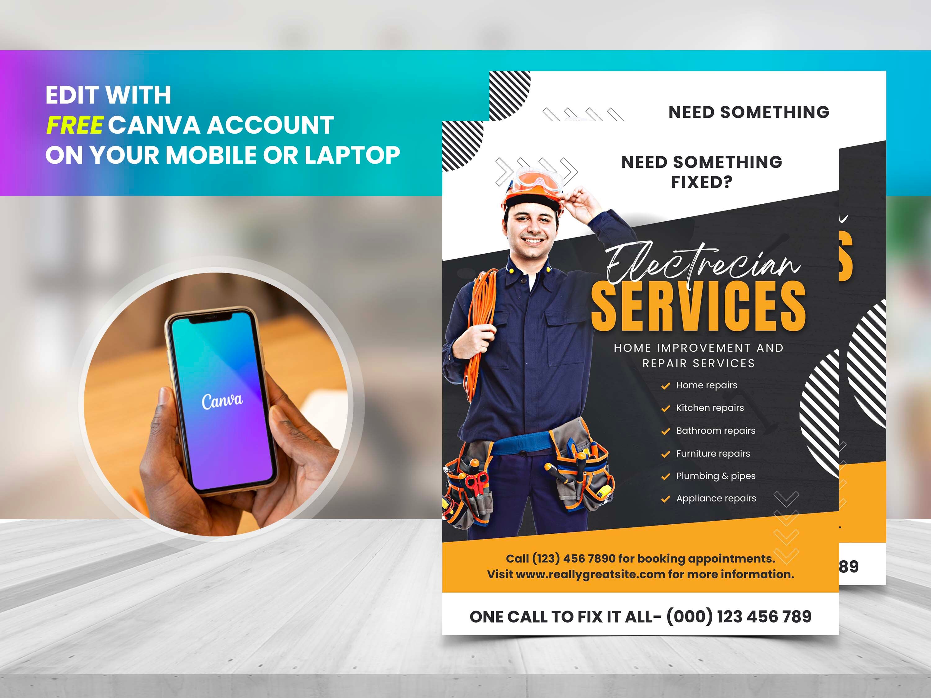 ELECTRICAL CONTRACTOR FLYERS Diy Editable Canva Template, Printable ...