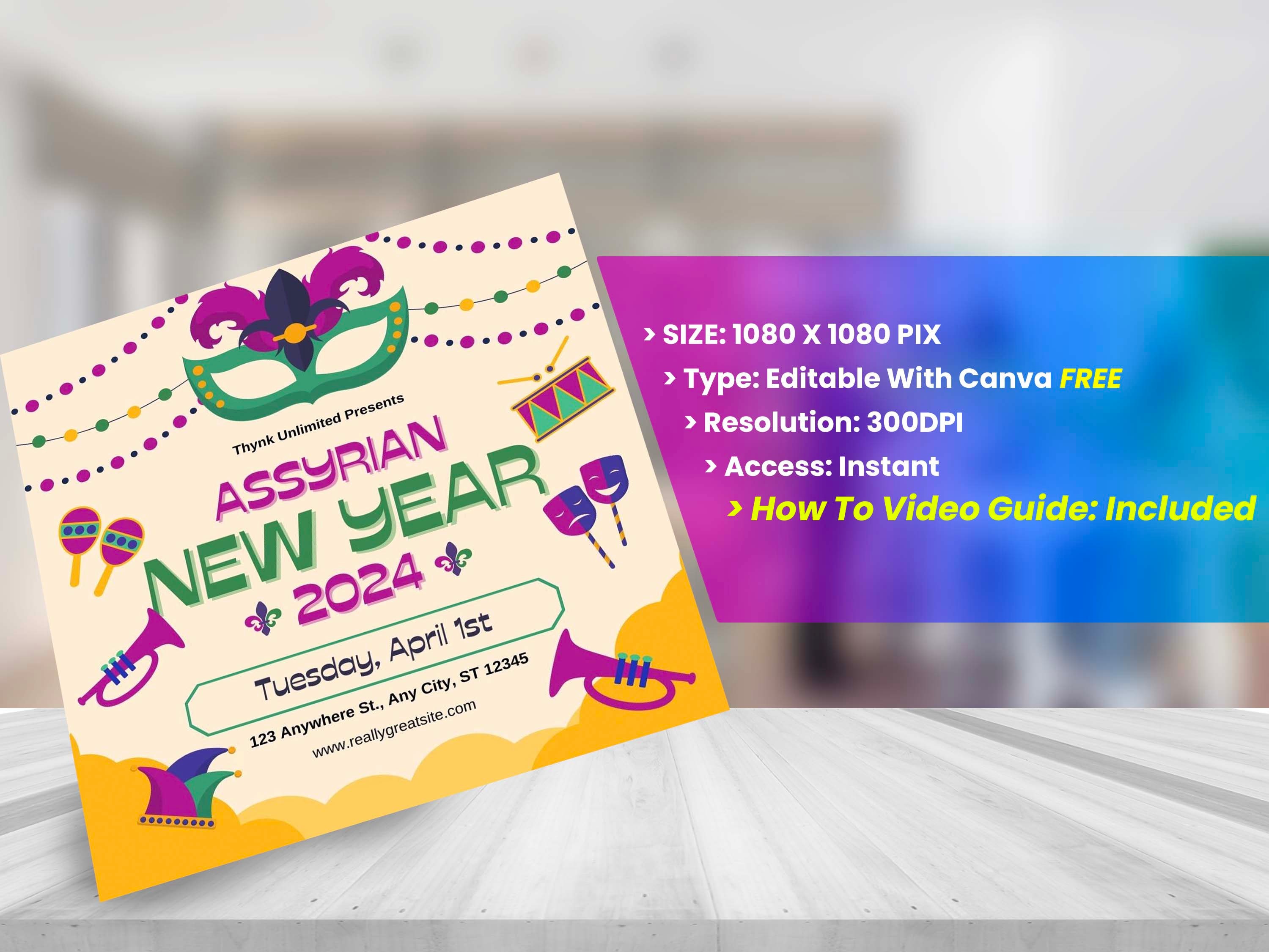 ASSYRIAN NEW YEAR Flyer Diy Editable Canva Template, Printable & Social ...