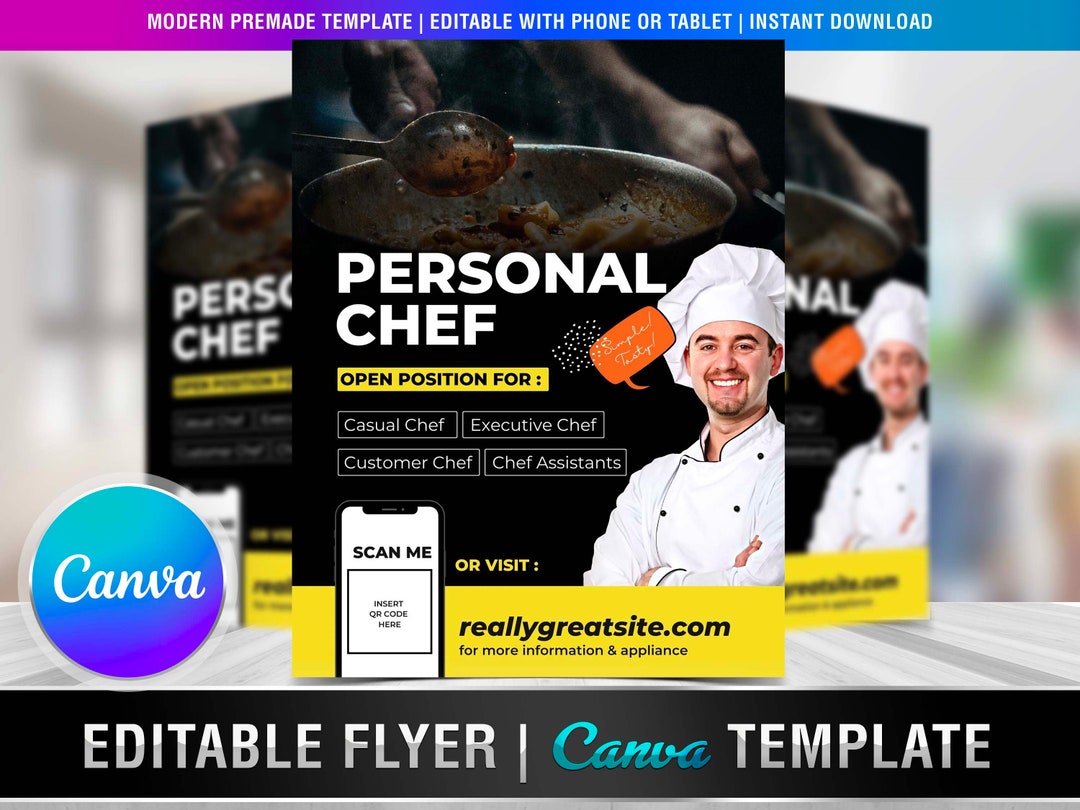 PERSONAL CHEF FLYER Diy, Editable Canva Template, Printable & Social ...