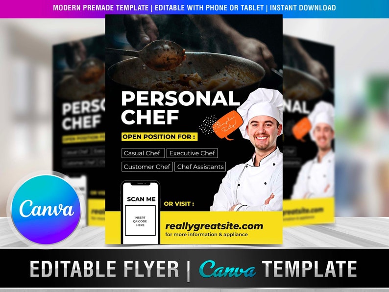 PERSONAL CHEF FLYER Diy, Editable Canva Template, Printable & Social ...