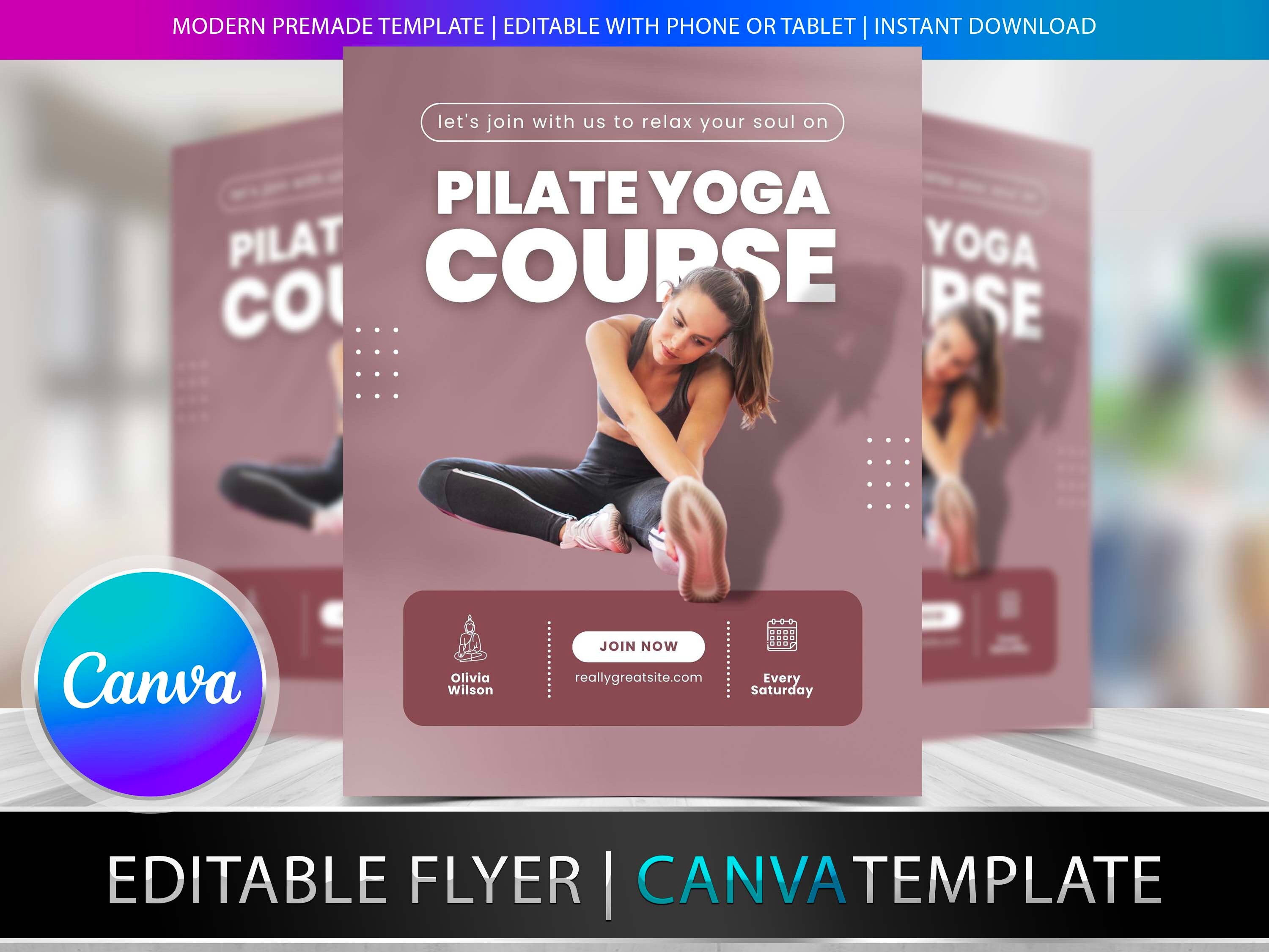PILATE FLYER DIY Editable Canva Template, Printable & Social Media ...