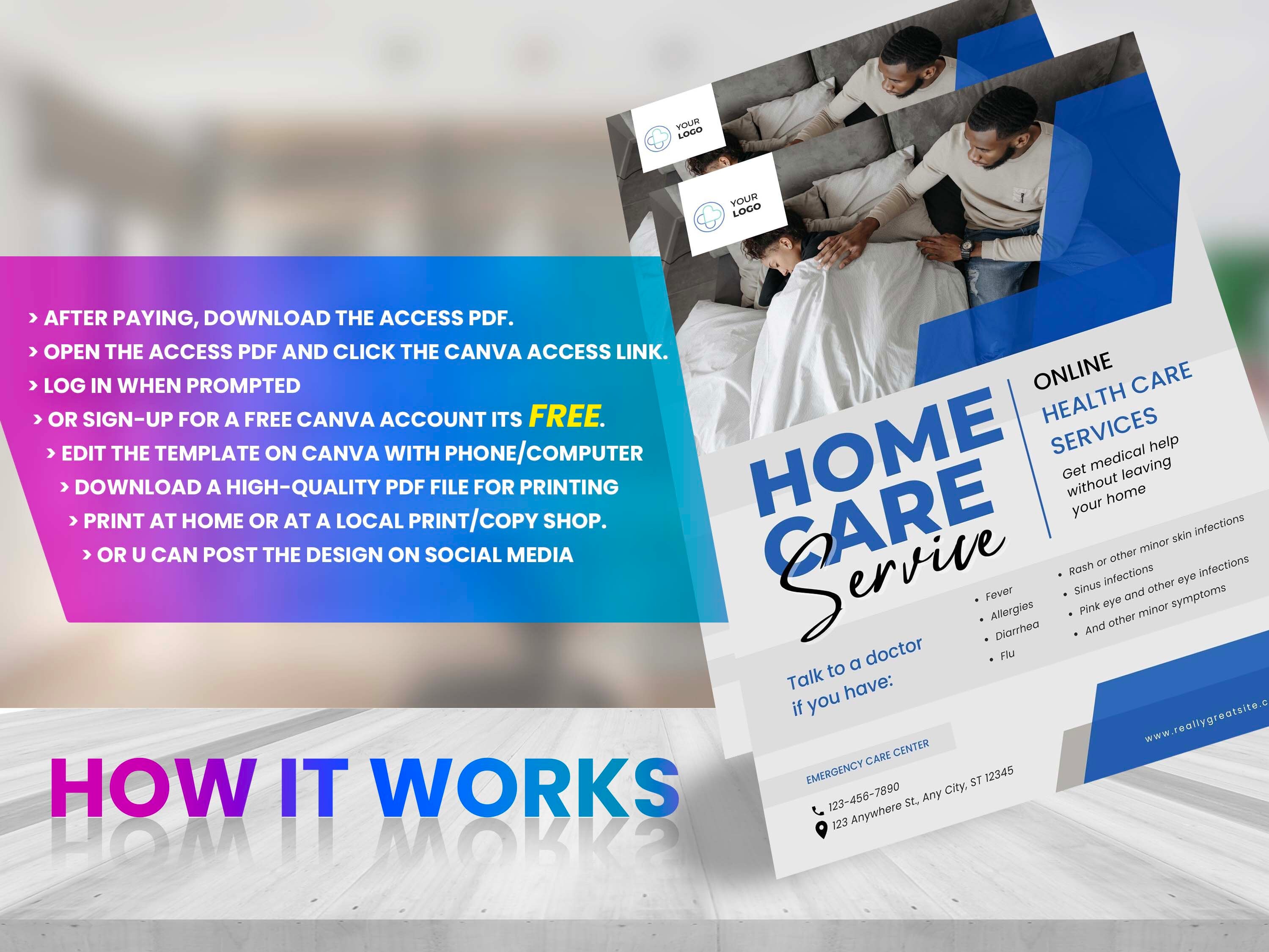 HOME CARE SERVICE Flyer Diy Editable Canva Template, Printable & Social ...