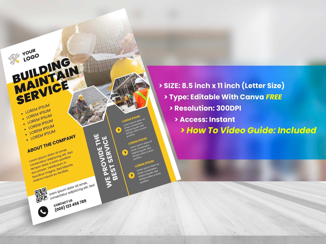 BUILDING MAINTENANCE SERVICE Flyer Diy Editable Canva - Etsy