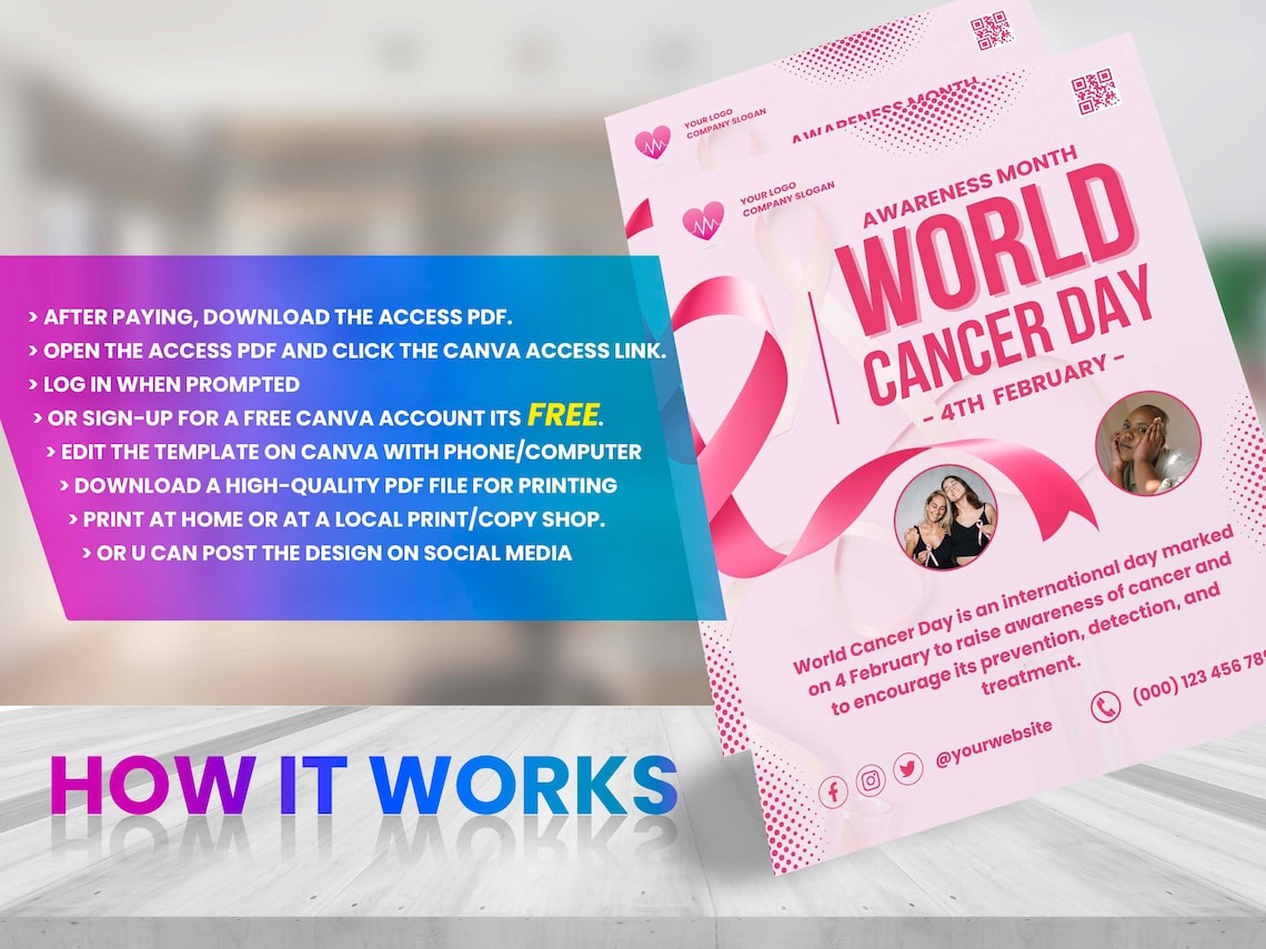 WORLD CANCER DAY Flyer Diy Editable Canva Template, Printable & Social ...