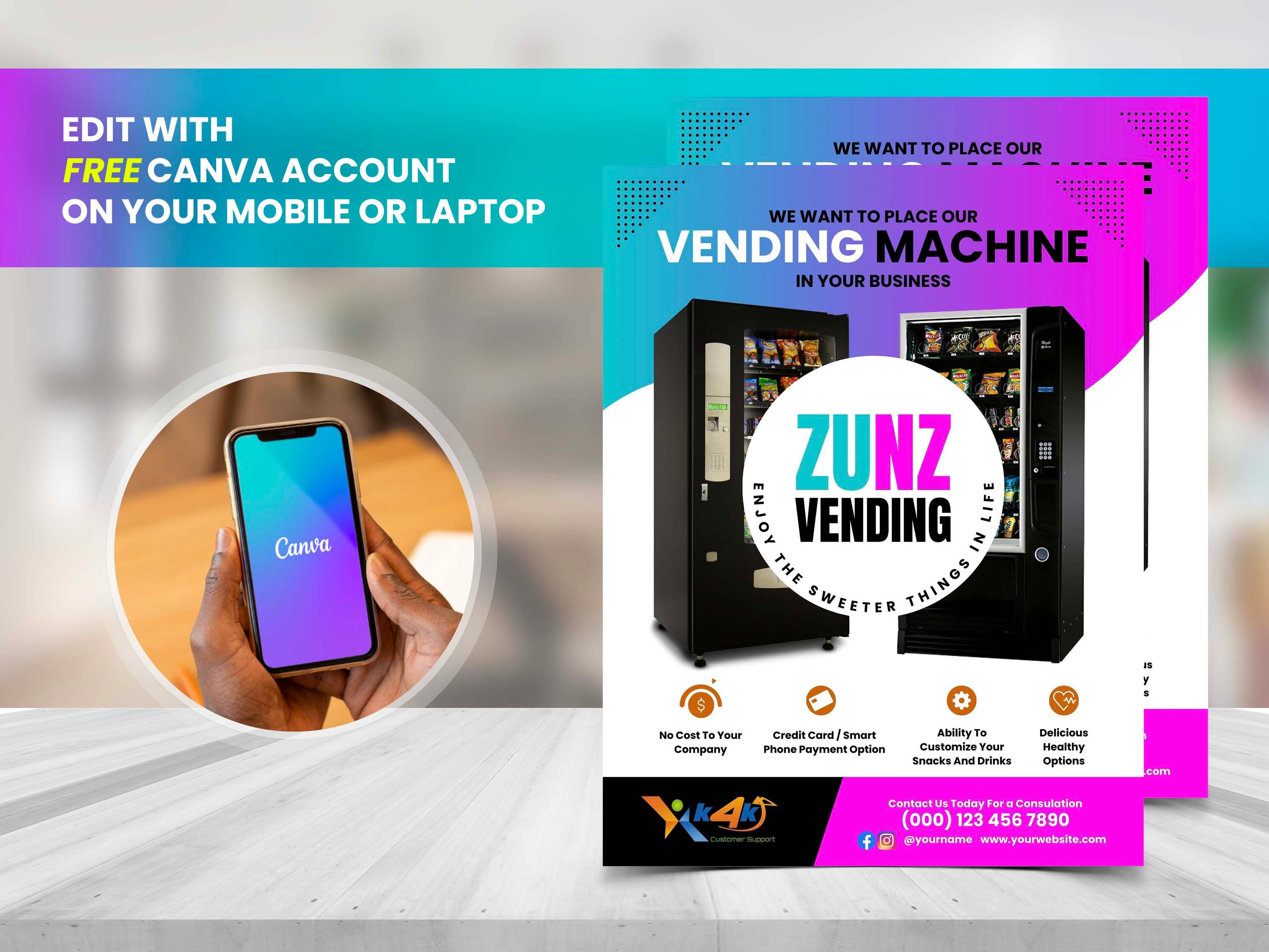 VENDING MACHINE FLYERS Diy Editable Canva Template, Printable & Social ...