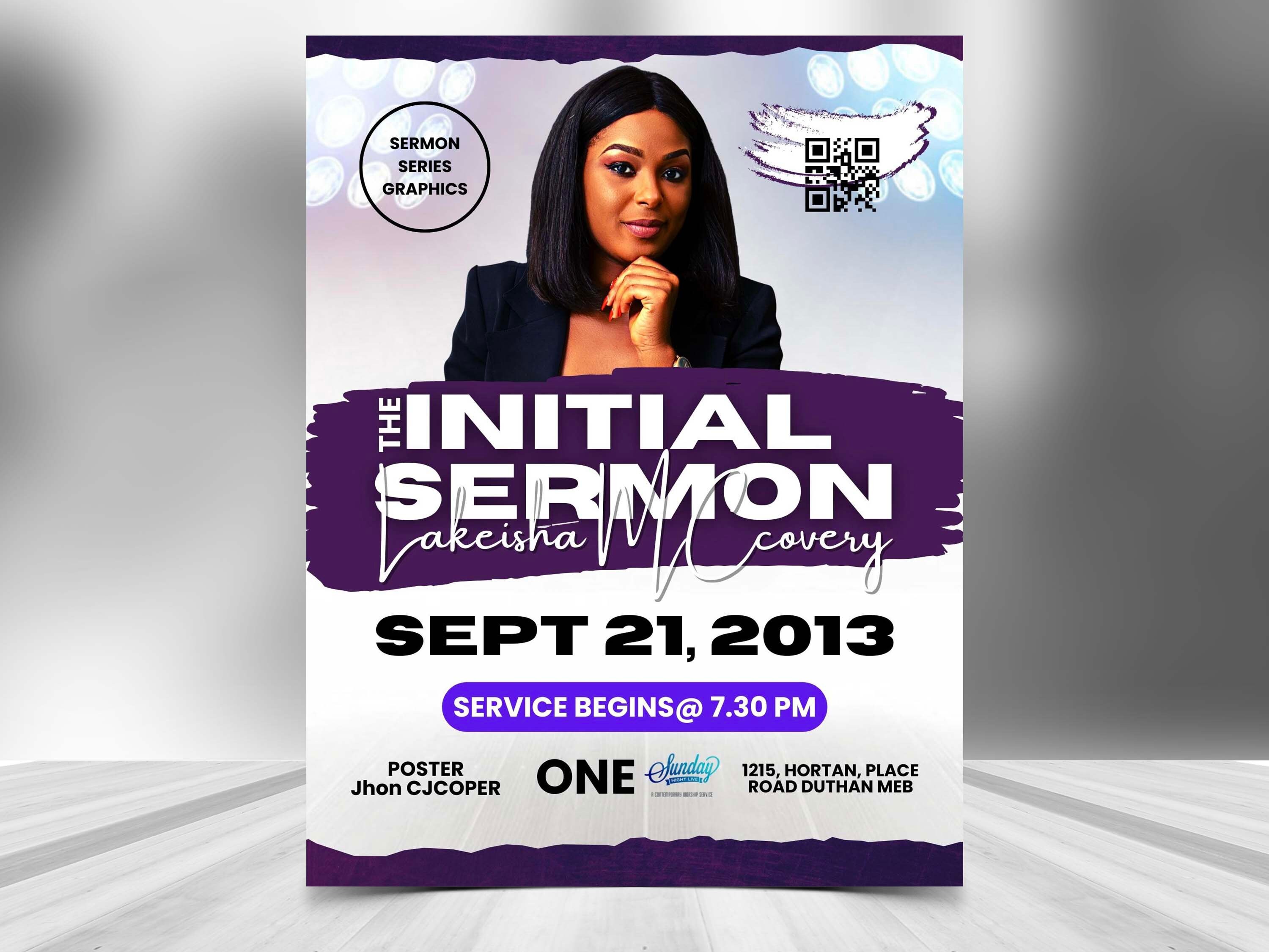 INITIAL SERMON FLYER Diy Editable Canva Template, Printable & Social ...