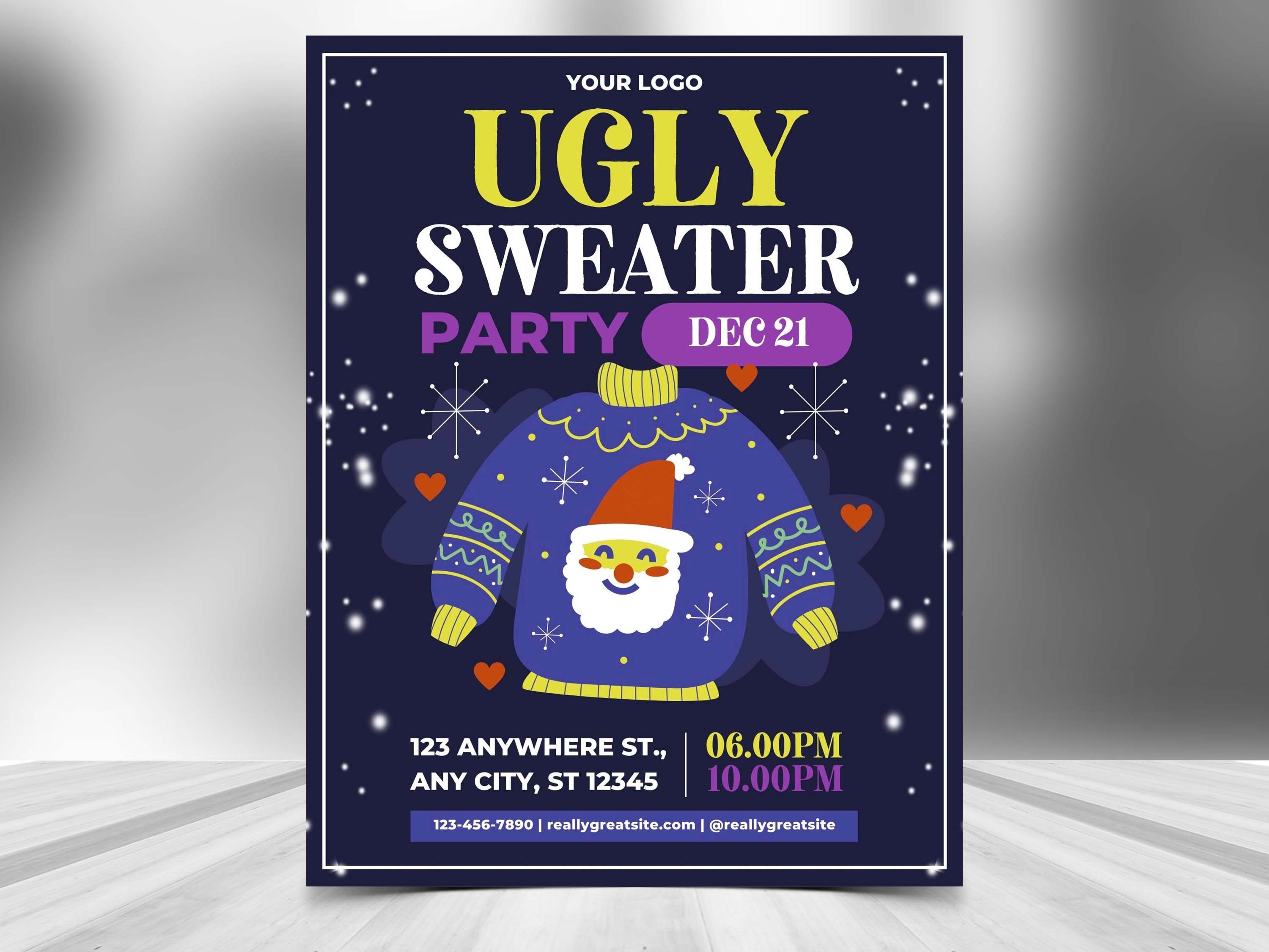 UGLY SWEATER FLYER Diy Editable Canva Template, Printable & Social ...