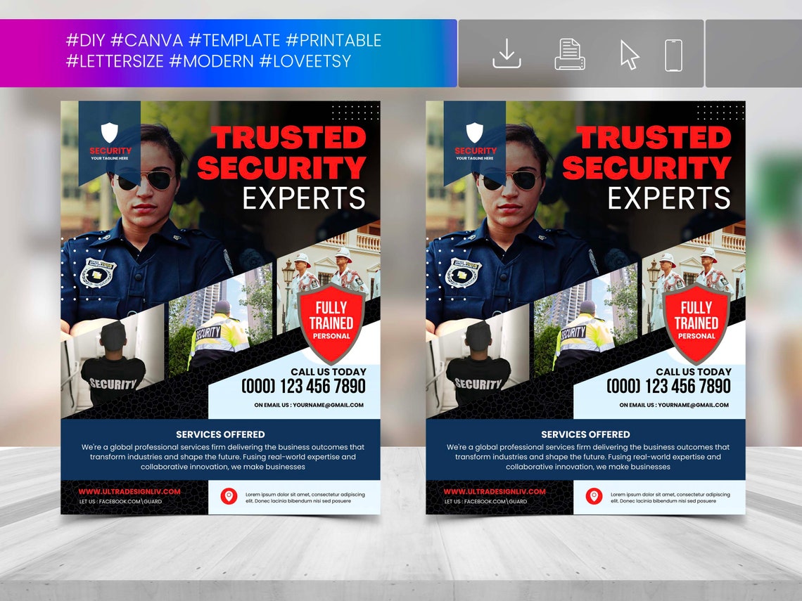 SECURITY SERVICE FLYER Diy Editable Canva Template Printable - Etsy