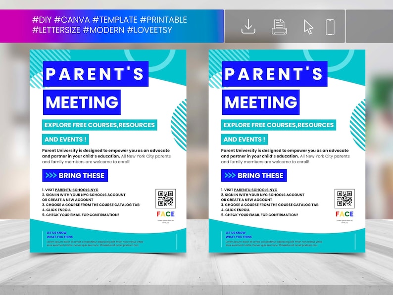 PARENTS MEETING FLYER Diy Editable Canva Template, Printable & Social ...