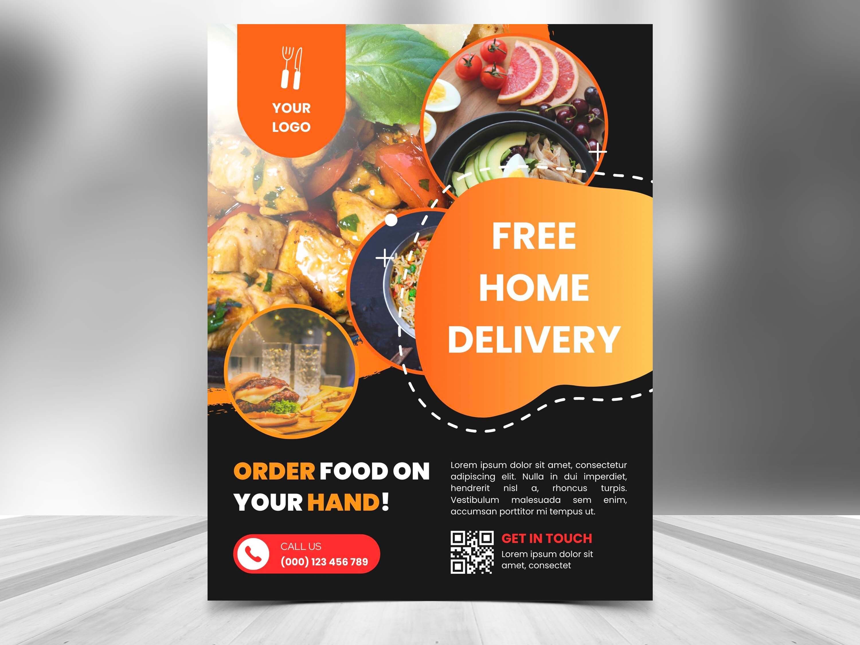 FOOD DELIVERY FLYER, Diy Editable Canva Template, Printable & Social ...