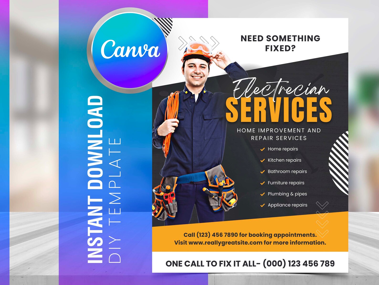 ELECTRICAL CONTRACTOR FLYERS Diy Editable Canva Template, Printable ...