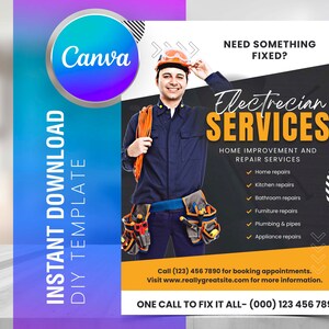 ELECTRICAL CONTRACTOR FLYERS Diy Editable Canva Template, Printable ...