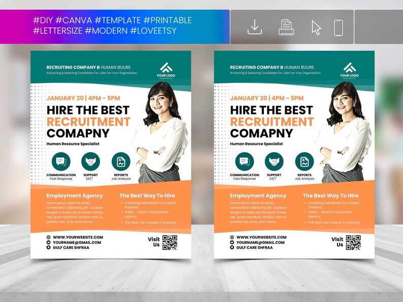RECRUITMENT FLYER Diy Editable Canva Template, Printable & Social Media ...