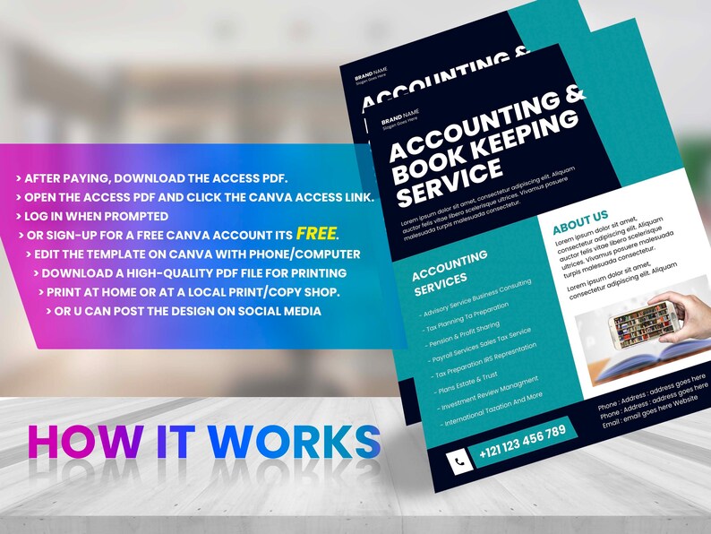 ACCOUNT AND BOOKKEEPING Flyer Diy Editable Canva Template, Printable ...