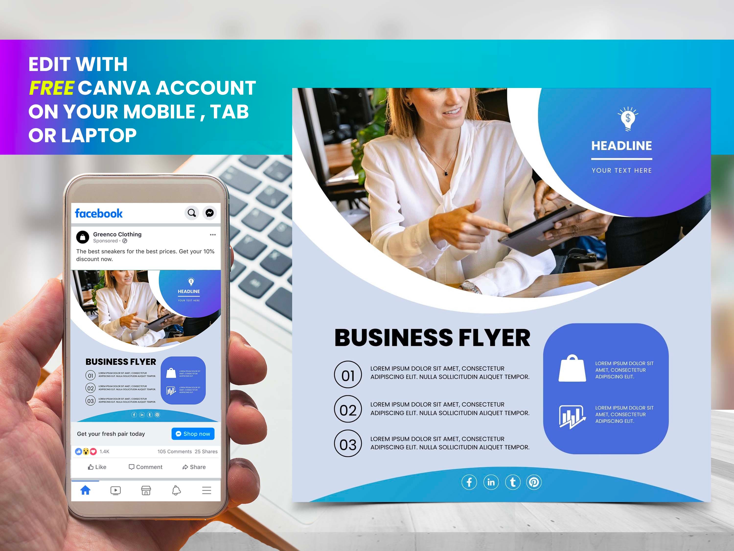 BUSINESS FLYER DIY Editable Canva Template, Printable & Social Media ...