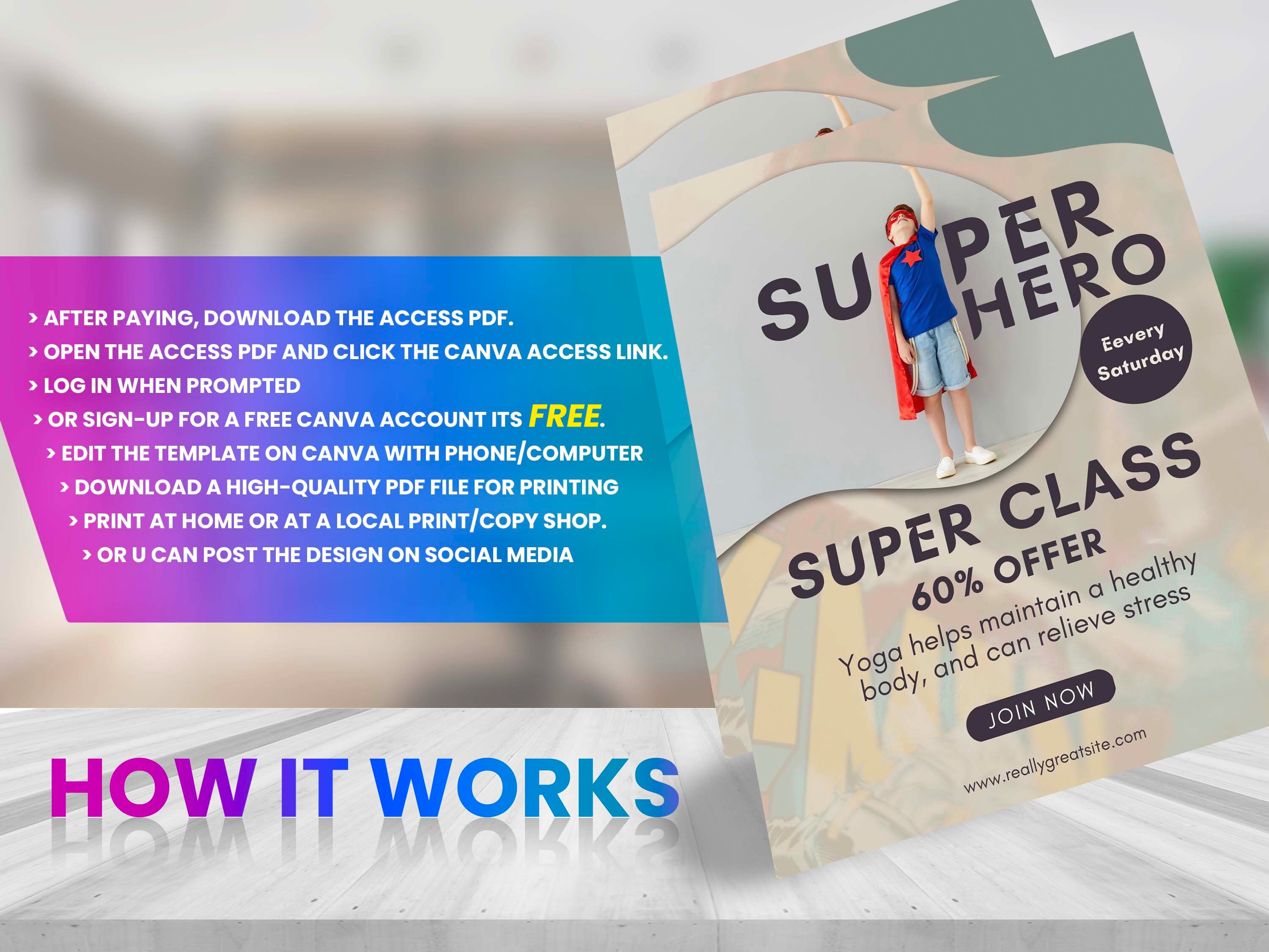 SUPER HERO FLYER Diy, Editable Canva Template, Printable & Social Media ...