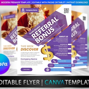 REFERRAL BONUS FLYERS Diy Editable Canva Template, Printable & Social ...