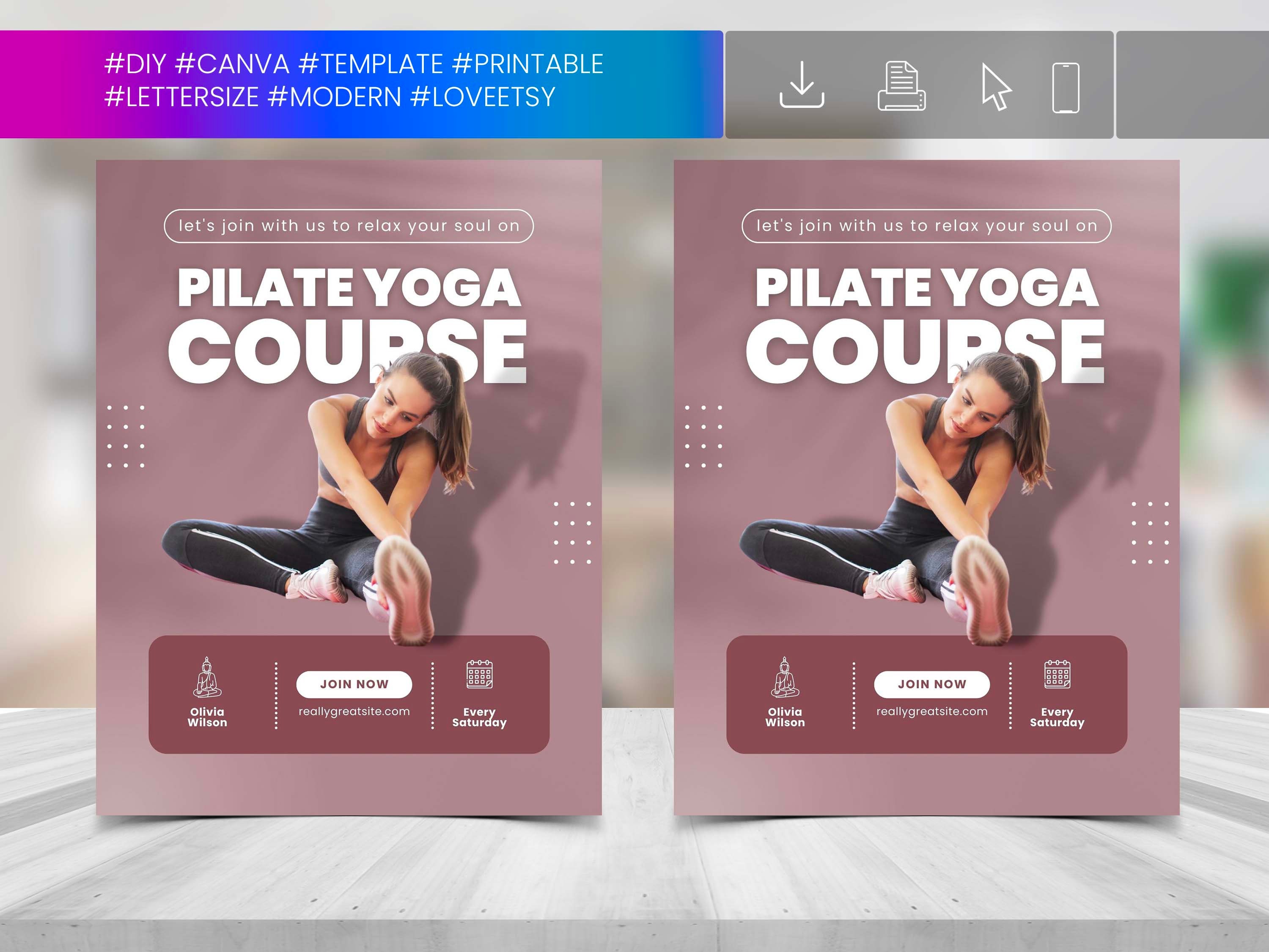 PILATE FLYER DIY Editable Canva Template, Printable & Social Media ...