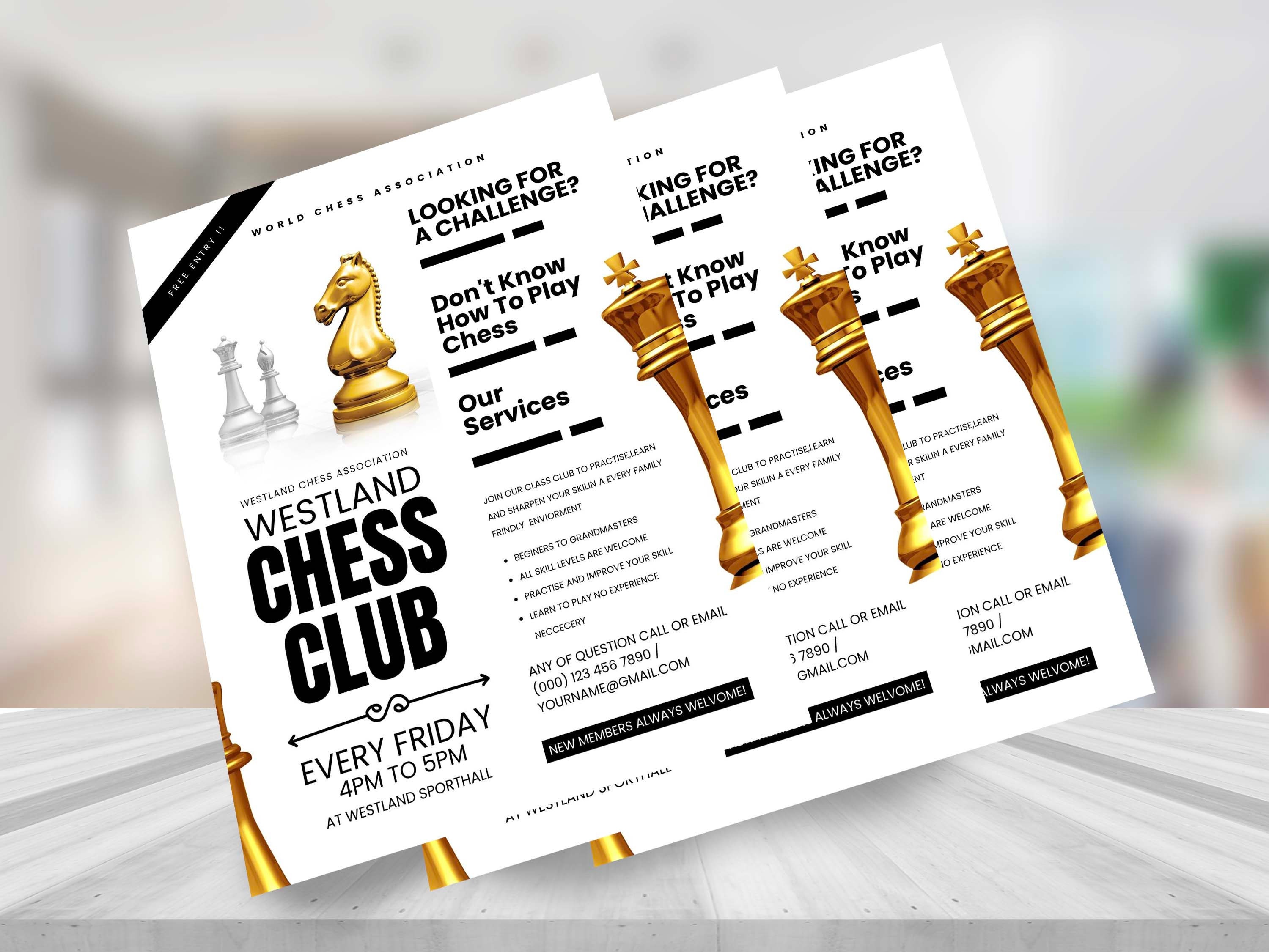 CHESS CLUB FLYER Diy Editable Canva Template, Printable & Social Media ...
