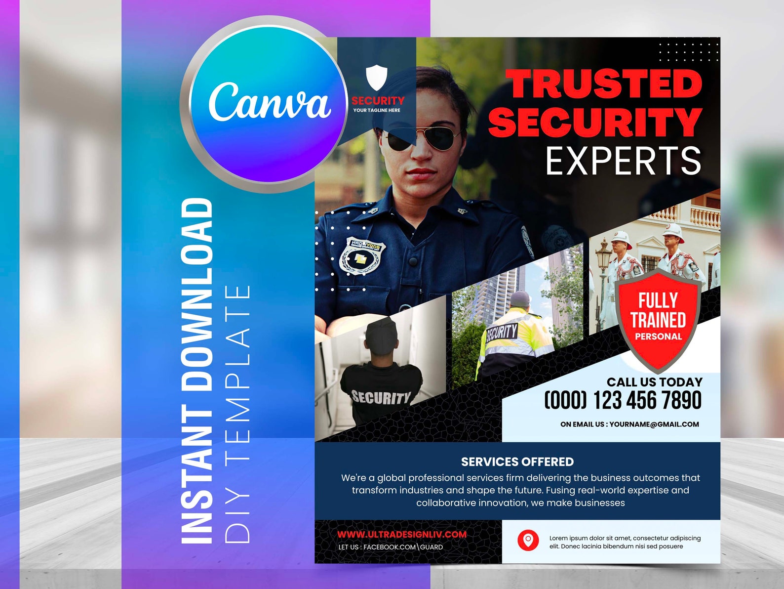 SECURITY SERVICE FLYER Diy Editable Canva Template, Printable & Social ...