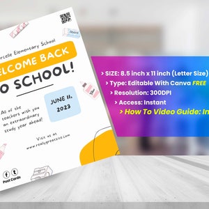 BACK TO SCHOOL Flyer Diy, Editable Canva Template, Printable & Social ...