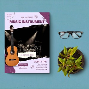 MUSIC INSTRUMENT FLYER Diy, Editable Canva Template, Printable & Social ...