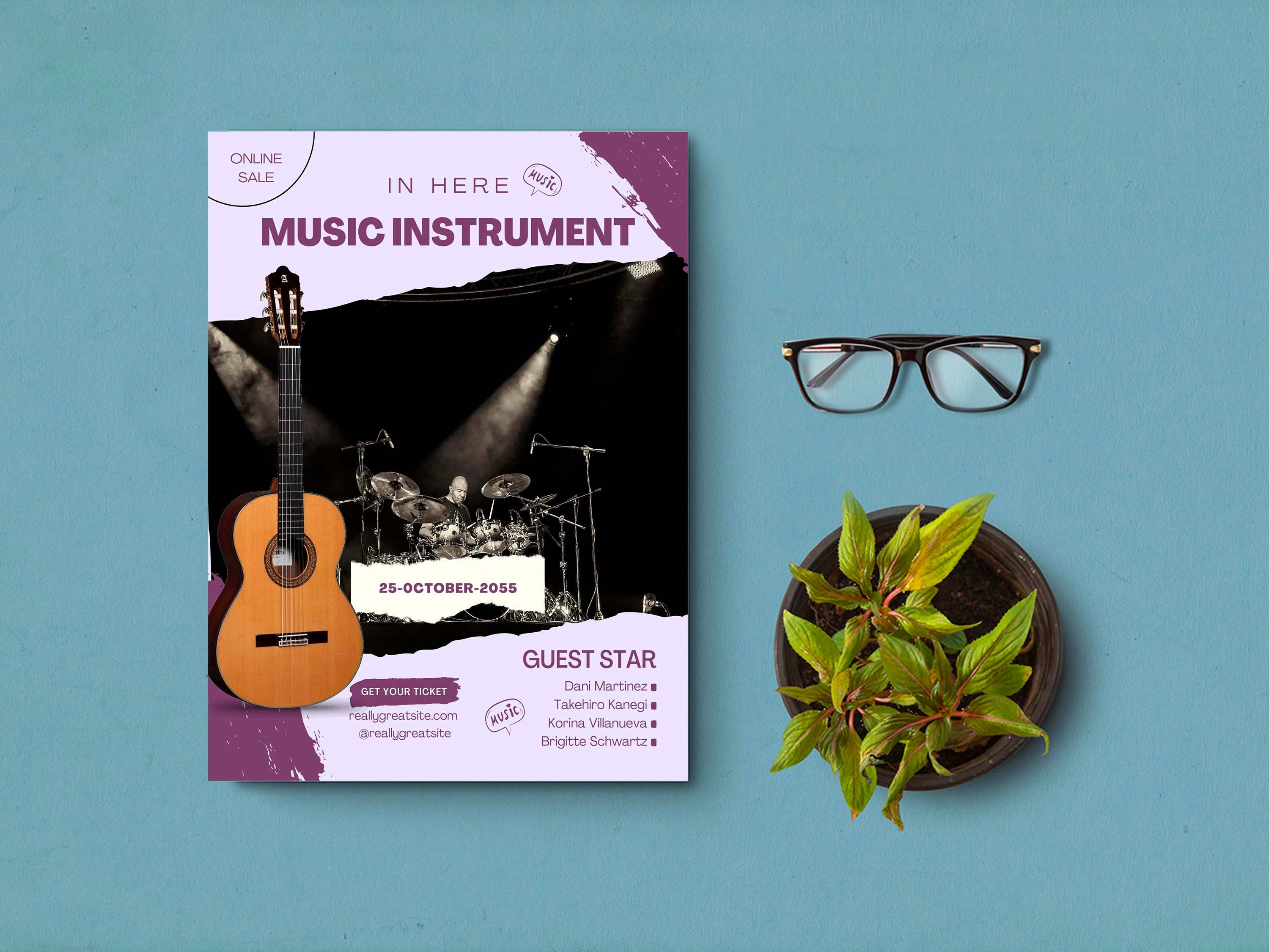 MUSIC INSTRUMENT FLYER Diy, Editable Canva Template, Printable & Social ...