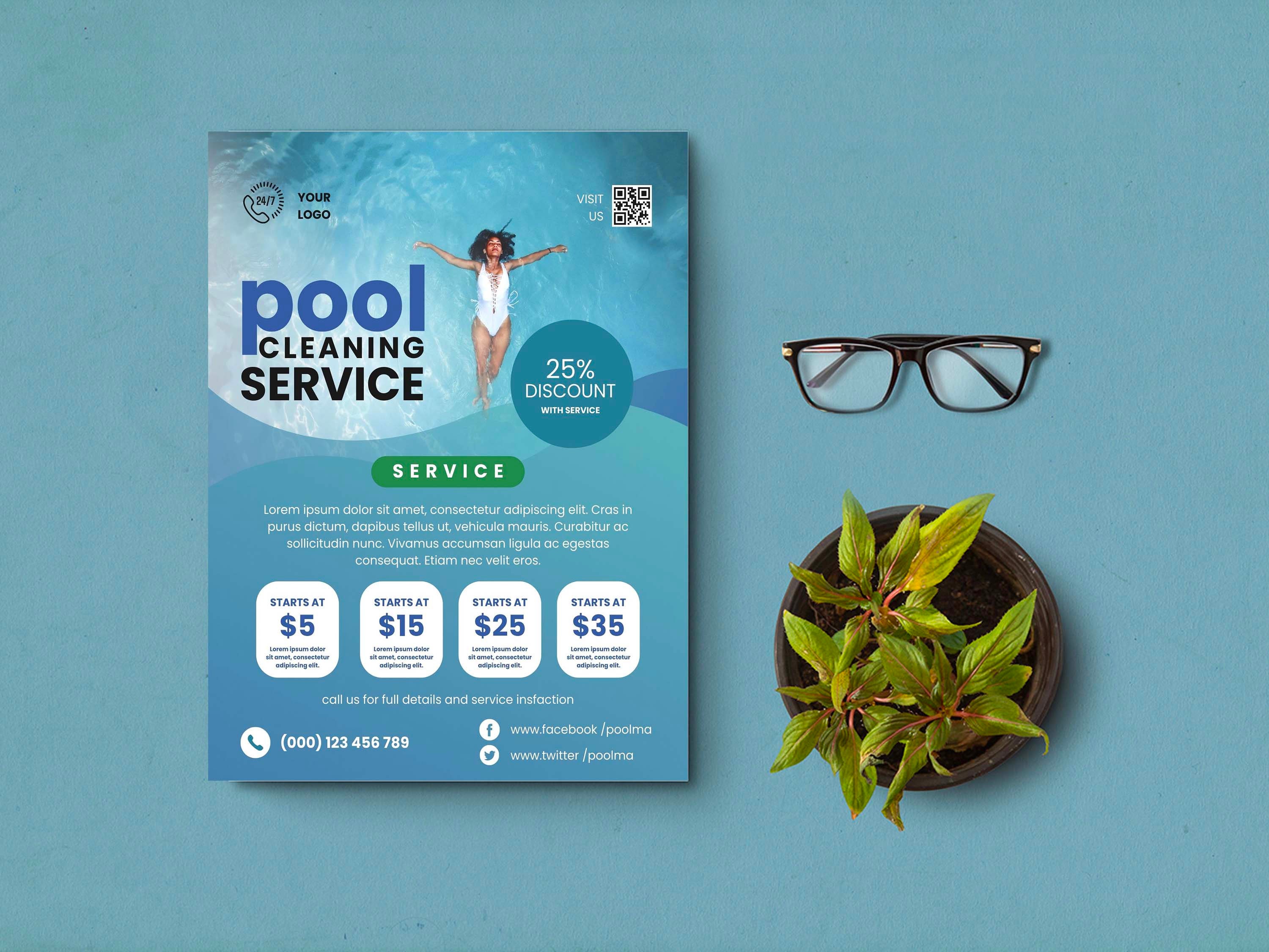 POOL MAINTENANCE FLYER Diy Editable Canva Template Printable - Etsy