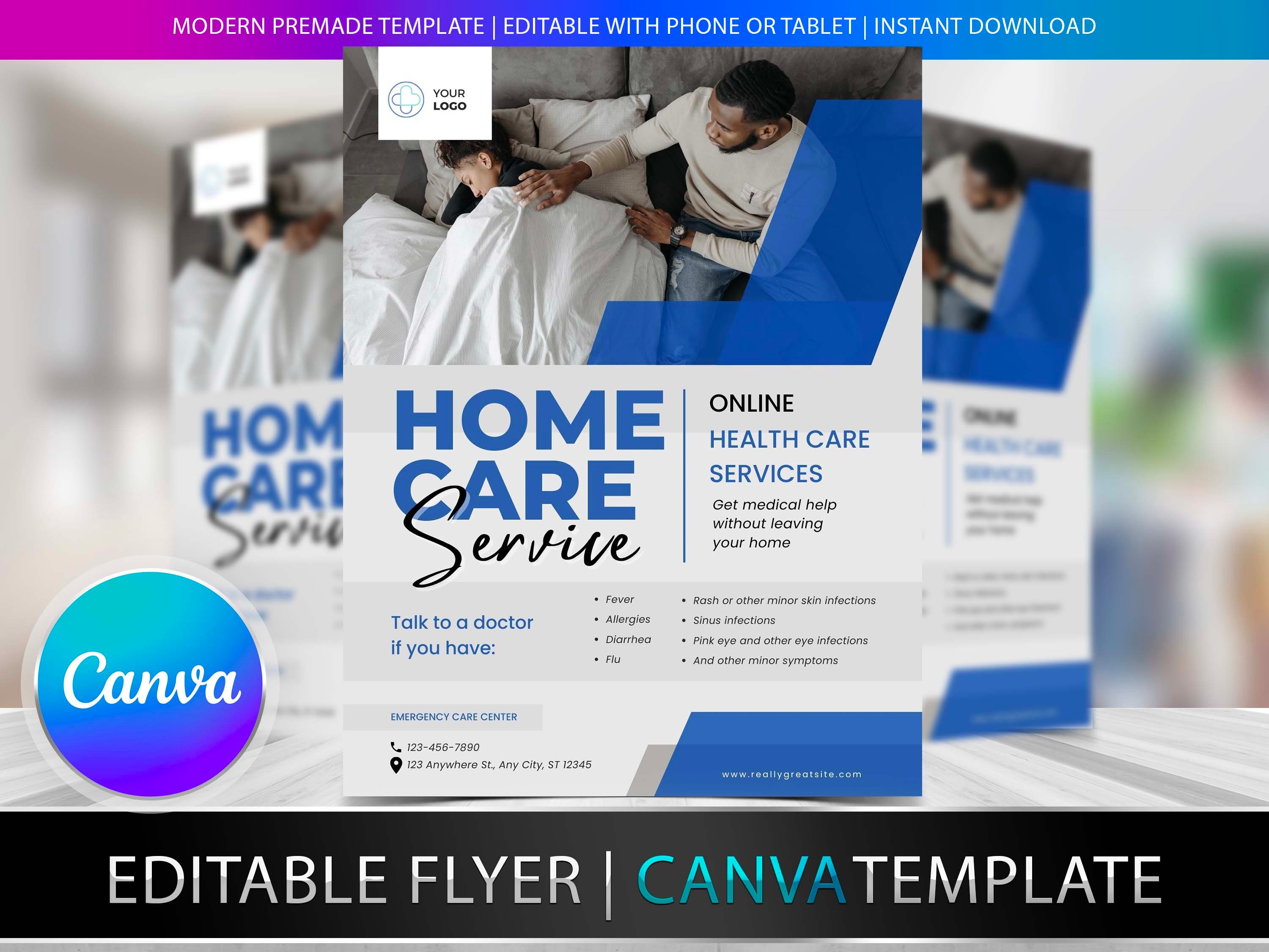 HOME CARE SERVICE Flyer Diy Editable Canva Template, Printable & Social ...