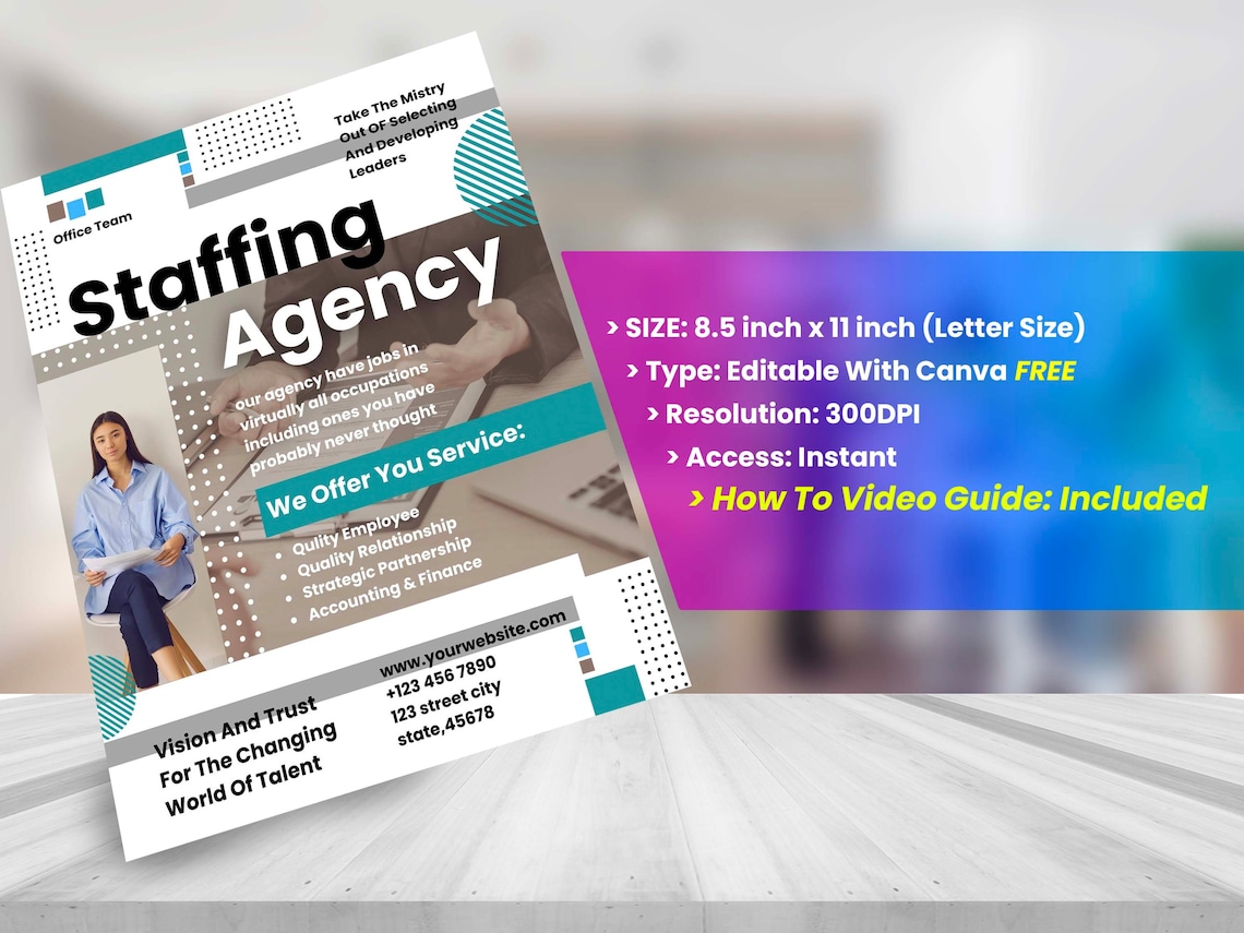 STAFFINF AGENCY FLYER Diy Editable Canva Template, Printable & Social Media, Agency, Staff ...