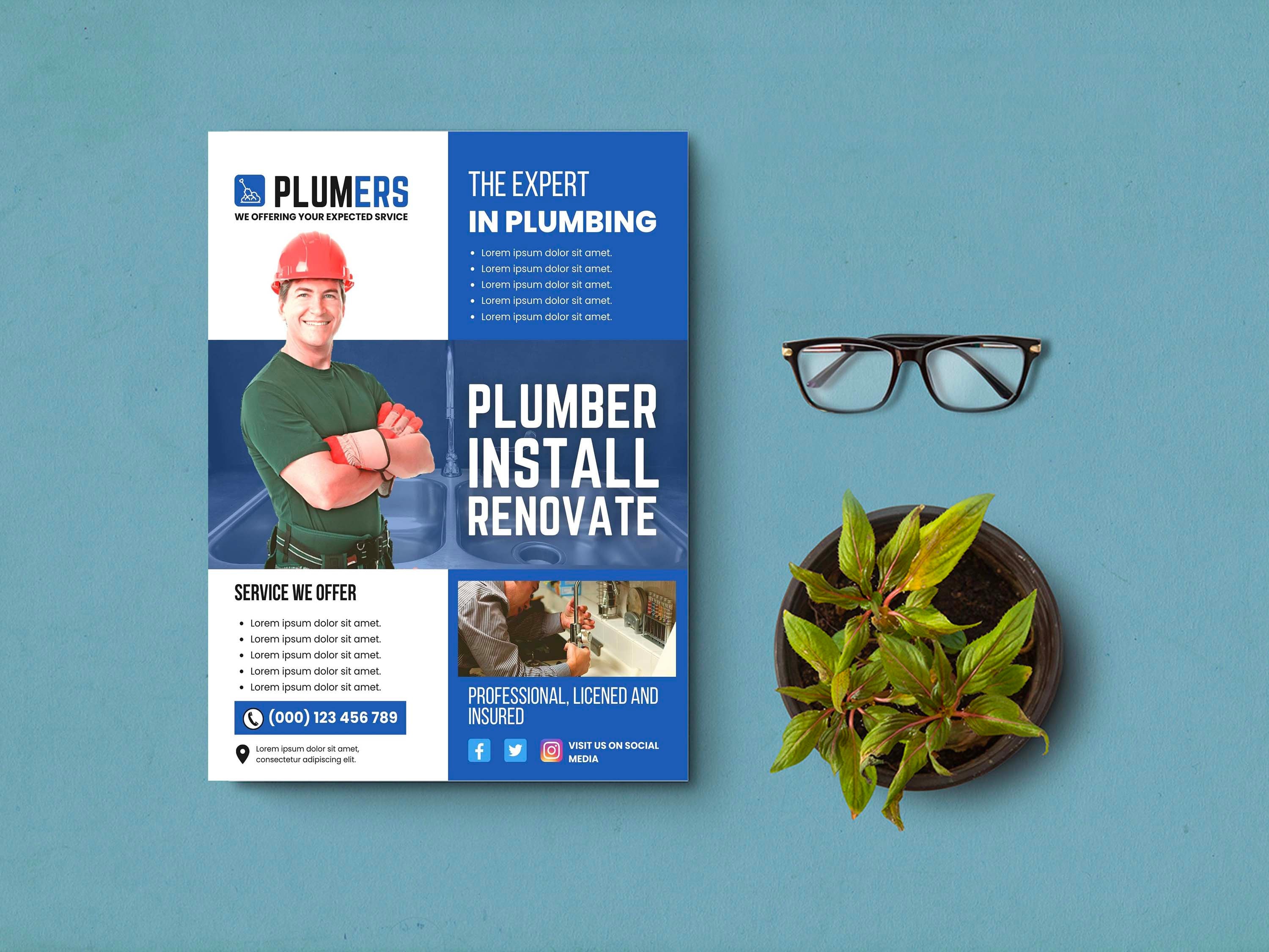 PLUMBER SERVICE FLYER Diy Editable Canva Template Printable - Etsy