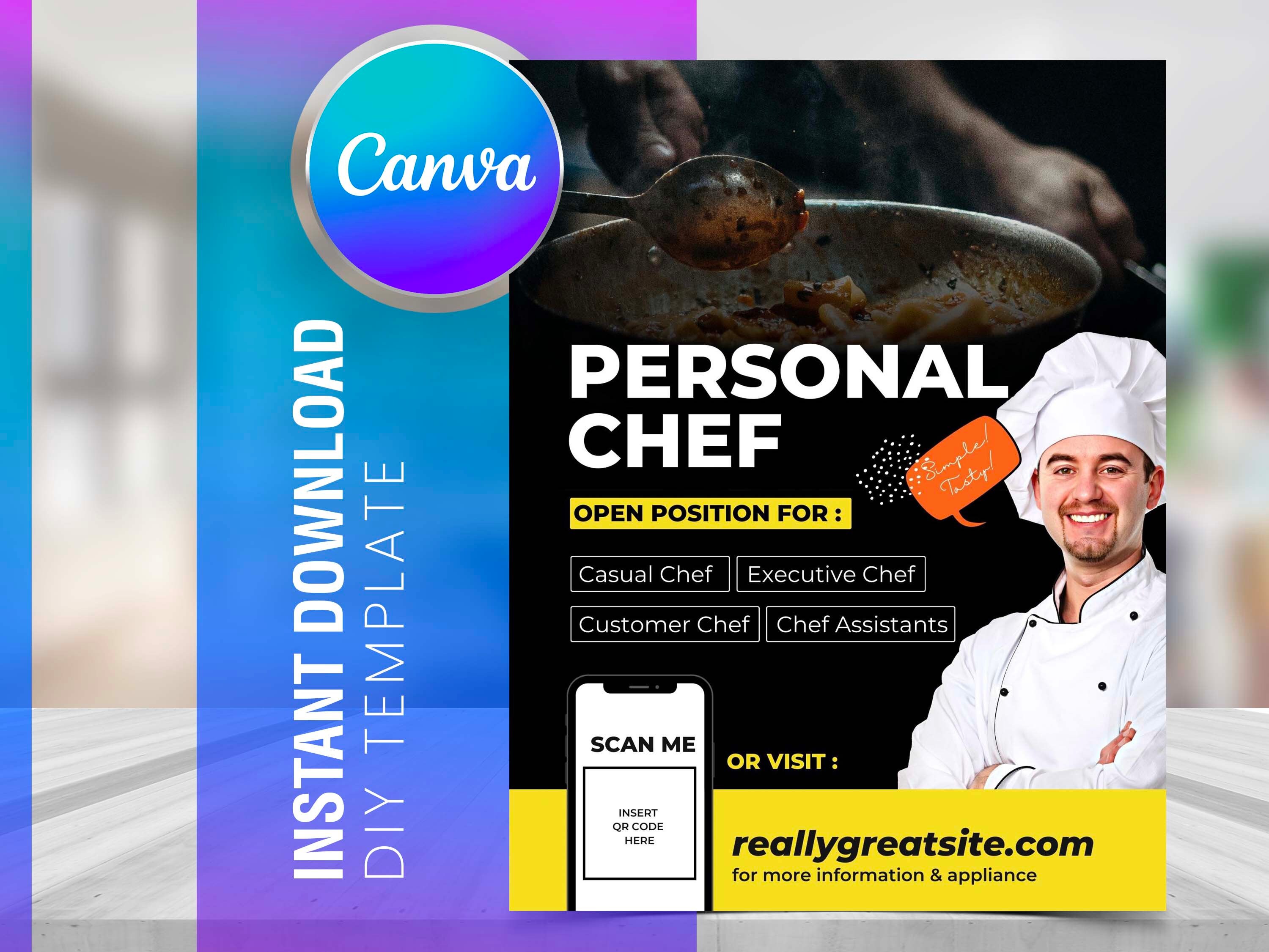 PERSONAL CHEF FLYER Diy, Editable Canva Template, Printable & Social ...