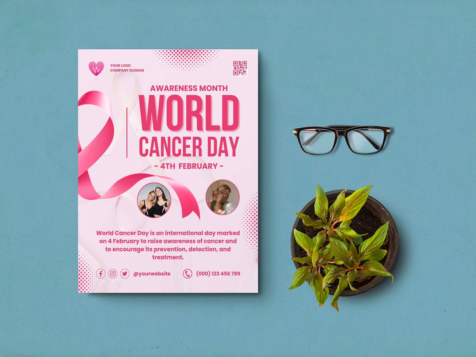 WORLD CANCER DAY Flyer Diy Editable Canva Template, Printable & Social ...