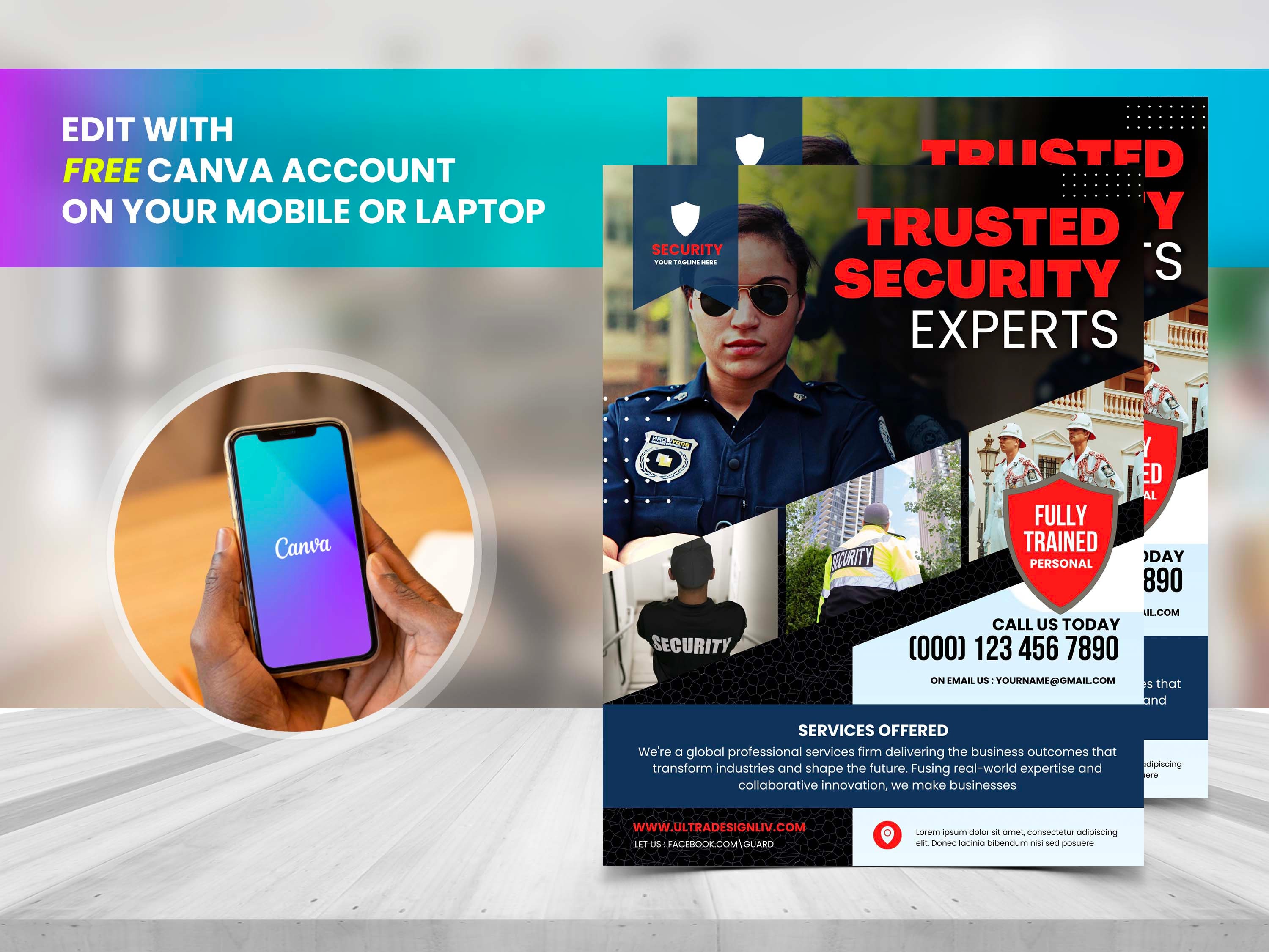 SECURITY SERVICE FLYER Diy Editable Canva Template, Printable & Social ...