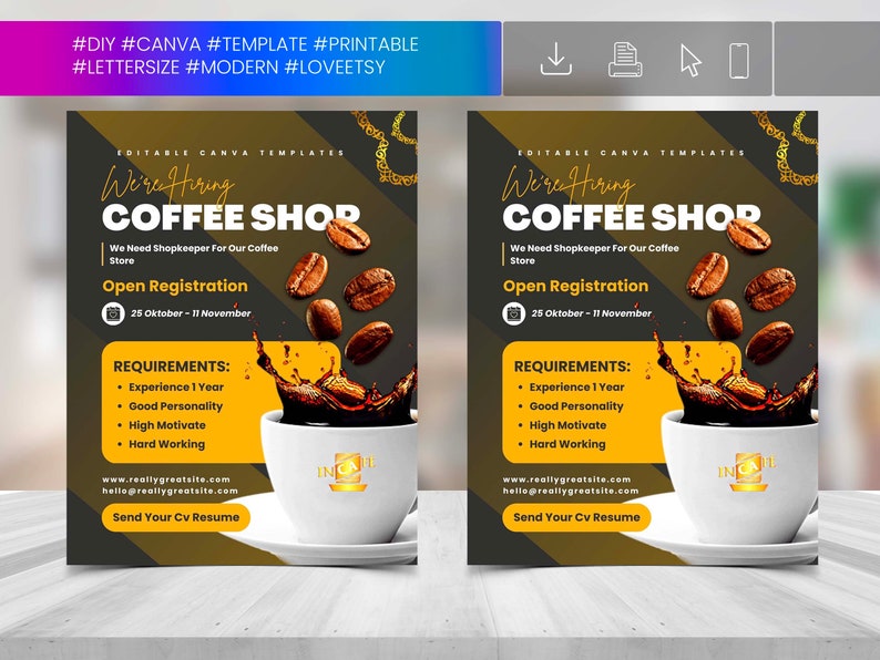 COFFEE SHOP FLYER Diy, Editable Canva Template, Printable & Social ...