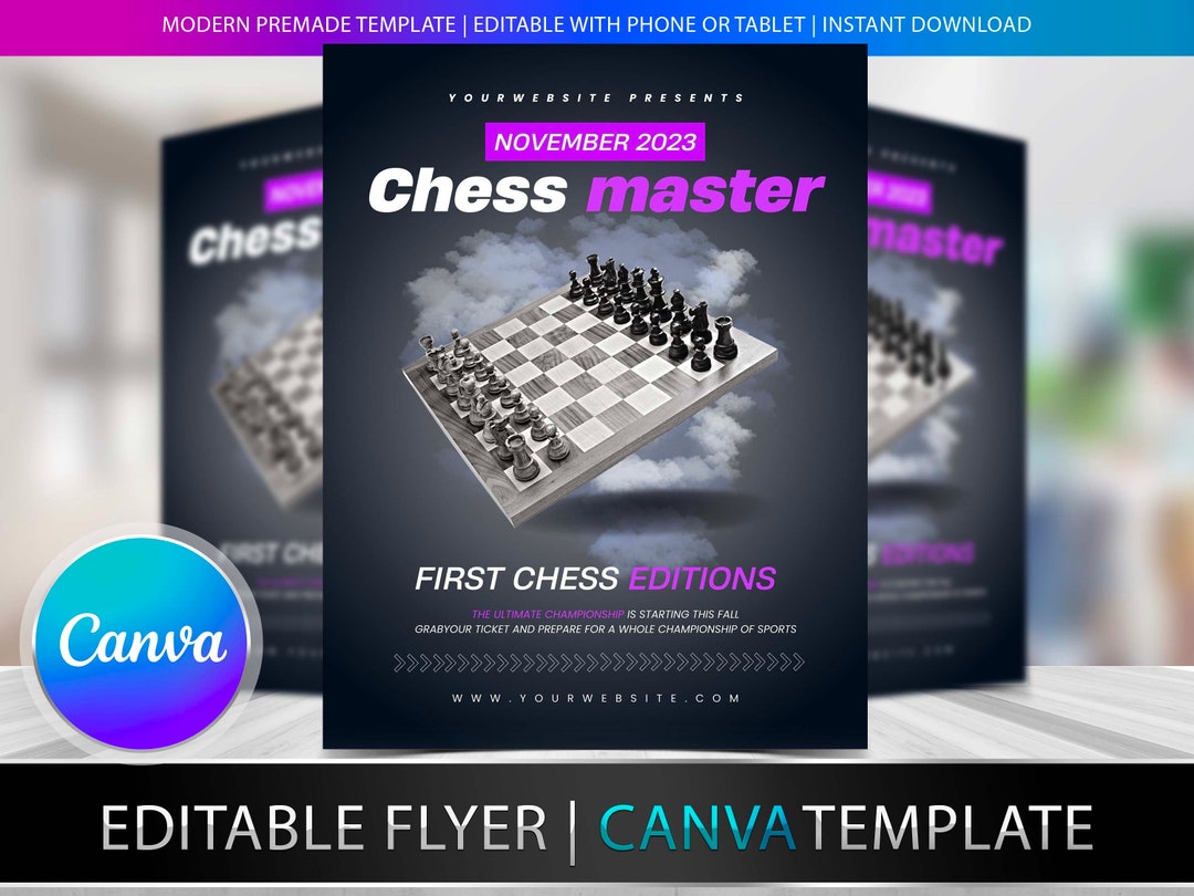 CHESS CLUB FLYER Diy Editable Canva Template, Printable & Social Media ...