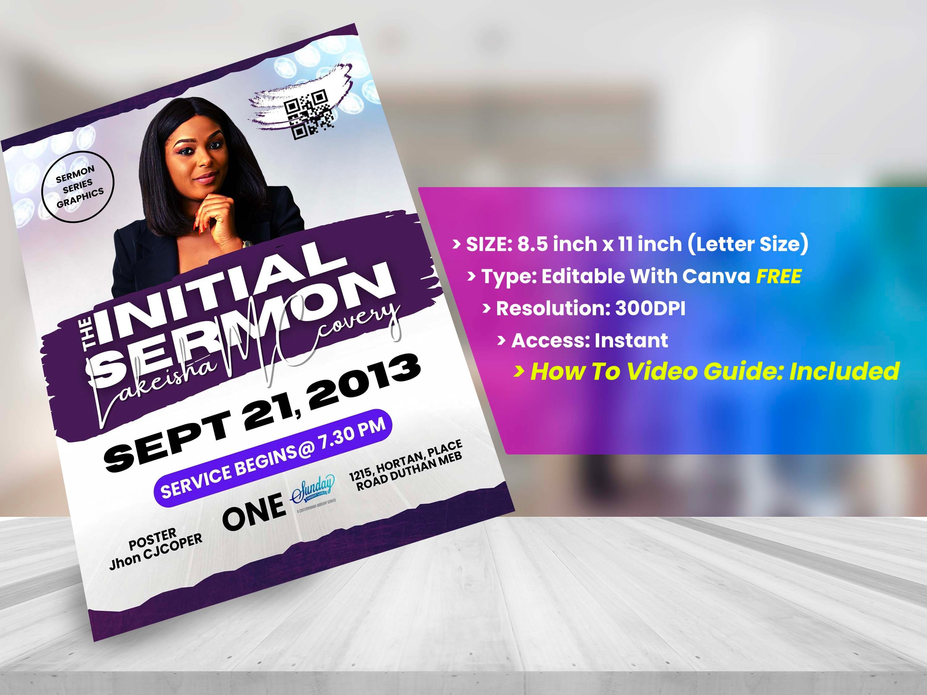 INITIAL SERMON FLYER Diy Editable Canva Template, Printable & Social ...