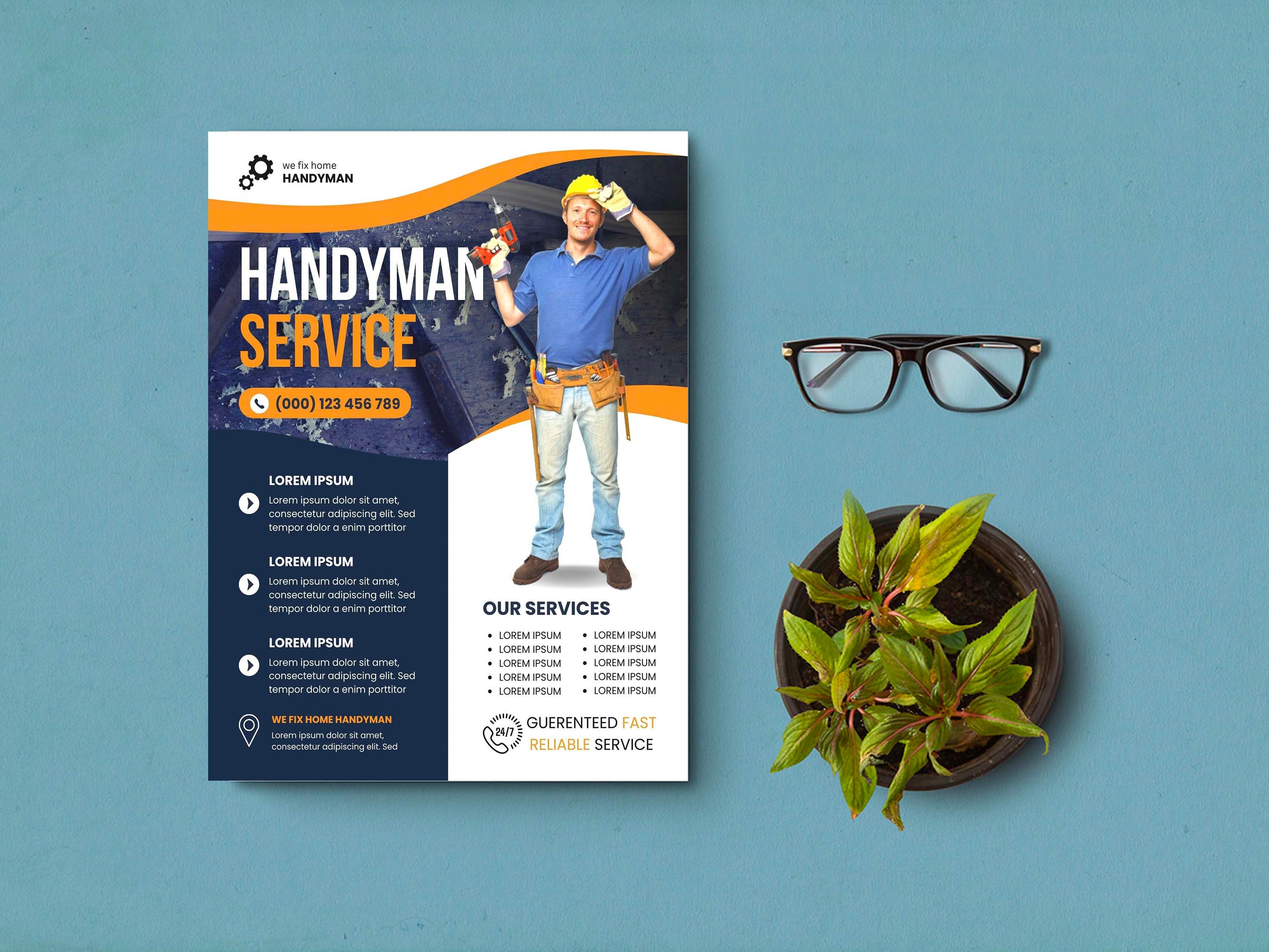 HANDYMAN SERVICE FLYER Diy Editable Canva Template Printable - Etsy