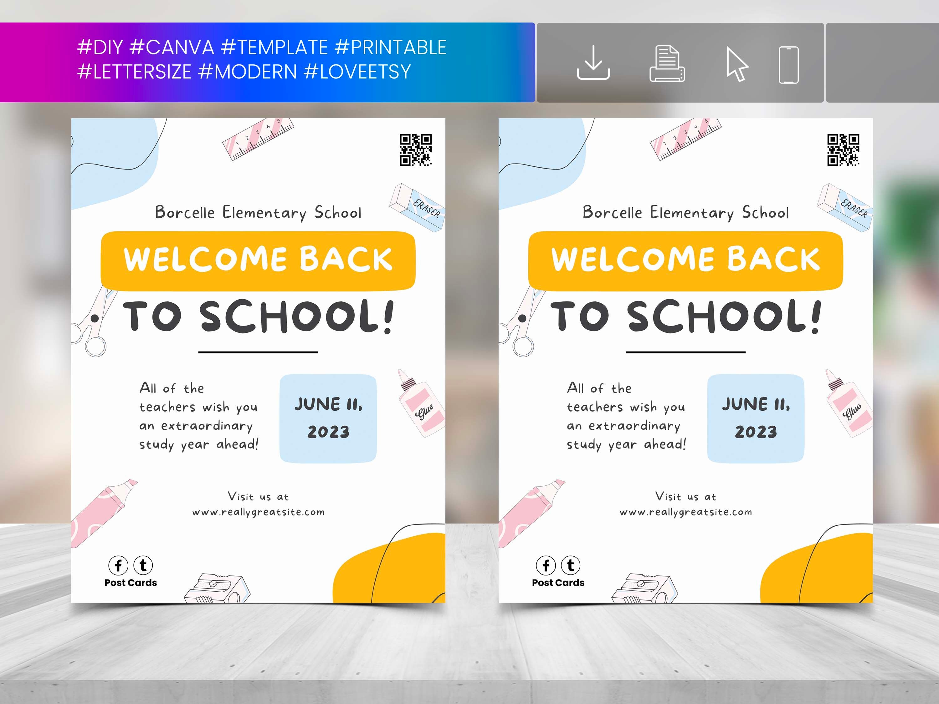 BACK TO SCHOOL Flyer Diy, Editable Canva Template, Printable & Social ...