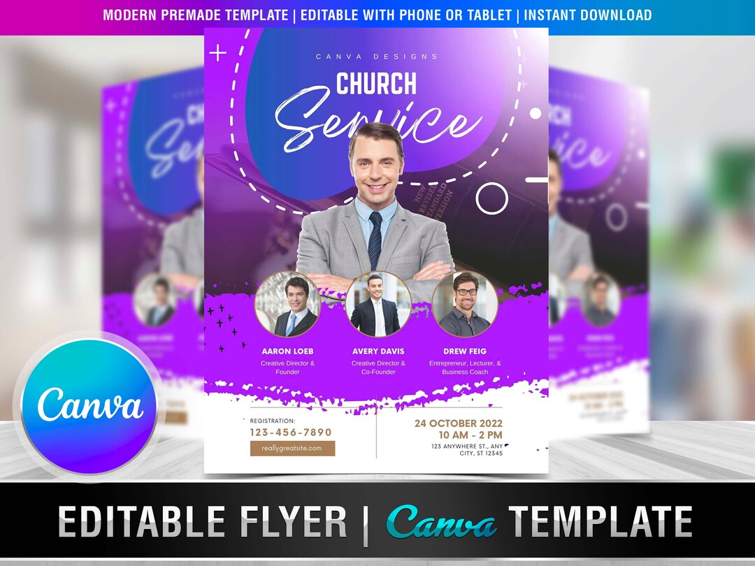 CHURCH FLYER TEMPLATE, Diy Editable Canva Template, Printable & Social ...
