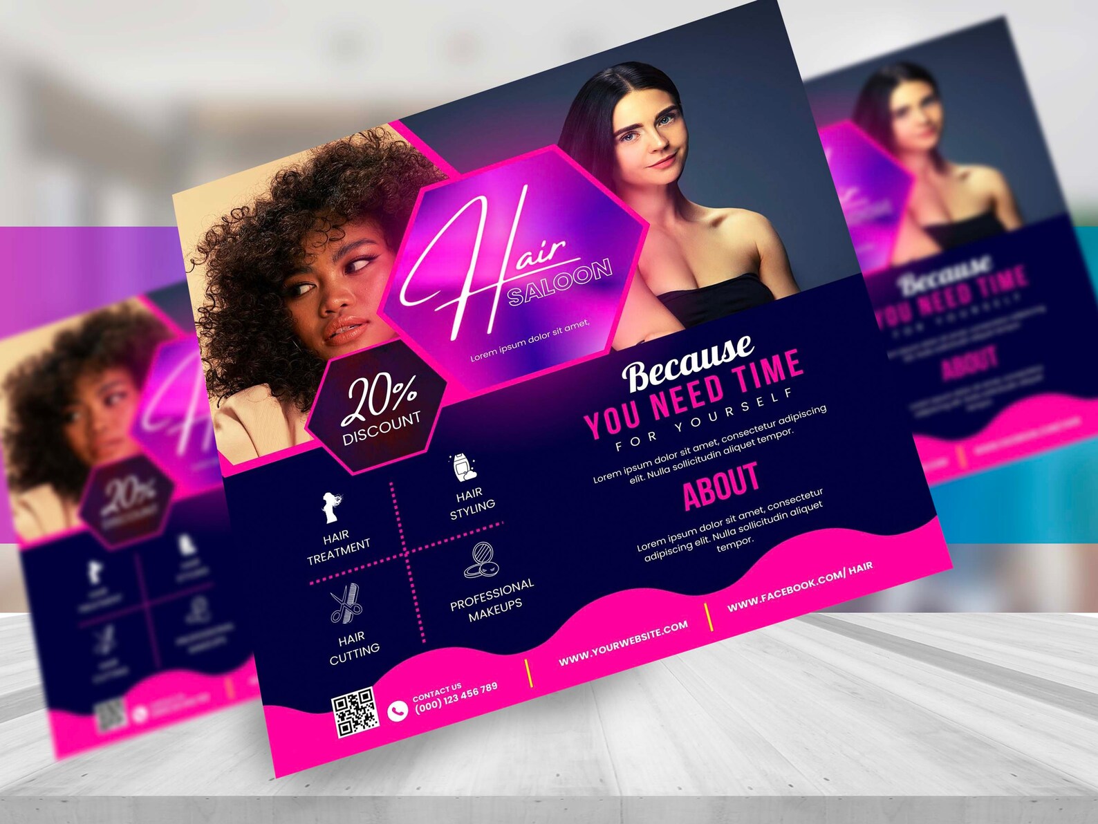 HAIR SALOON FLYER Diy Editable Canva Template, Printable & Social Media ...