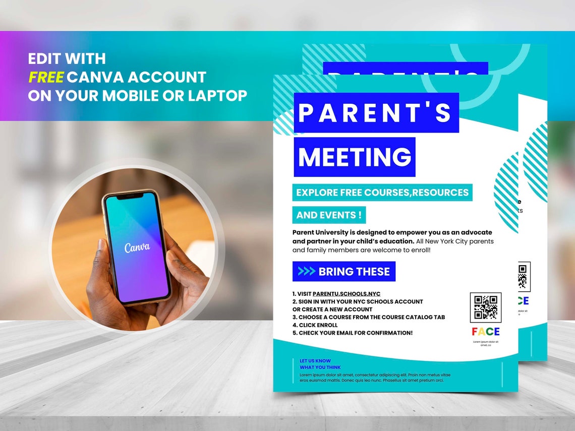 PARENTS MEETING FLYER Diy Editable Canva Template Printable & - Etsy