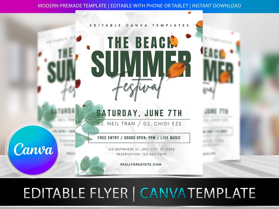 SUMMER PARTY FLYER Diy Editable Canva Template, Printable & Social ...